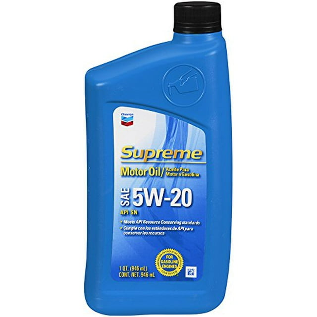 Chevron 6325-CASE SAE 5W-20 Supreme Motor Oil - 1 Quart Bottle, (Pack ...