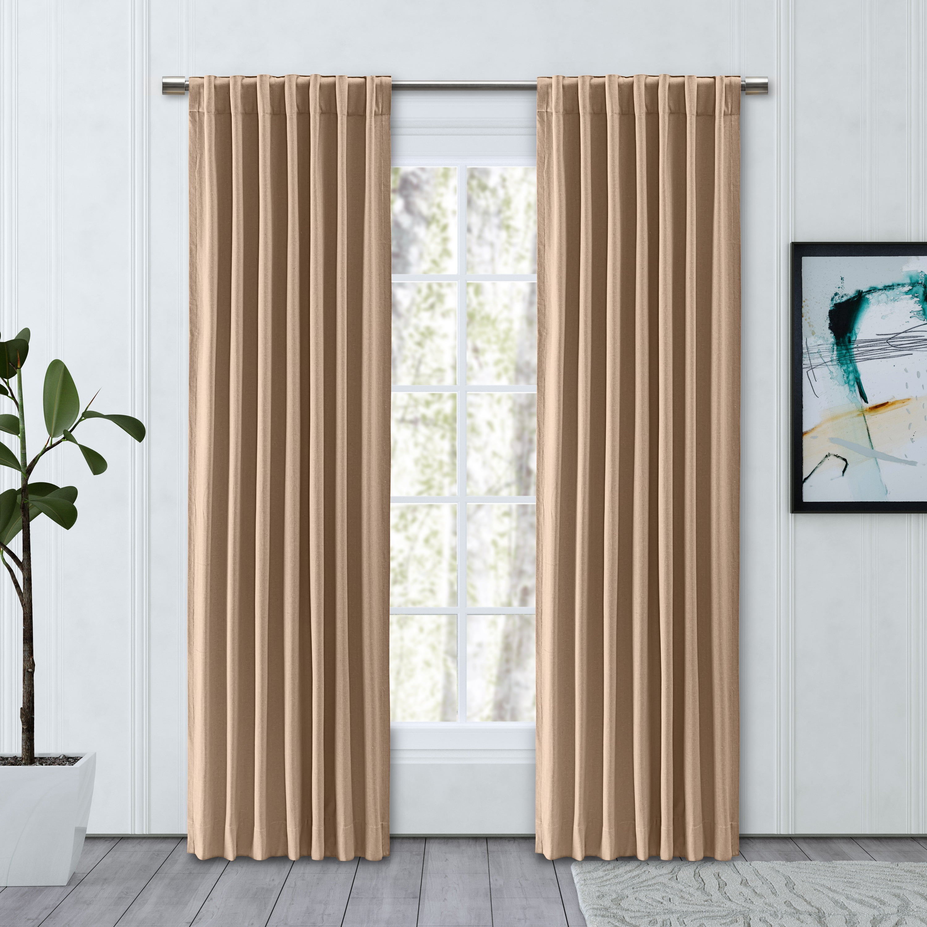 Chevron 80C/20P Sustainable Triple Lined Rod Pocket w/Back Tabs Panel 48x96 Natural - Walmart.com