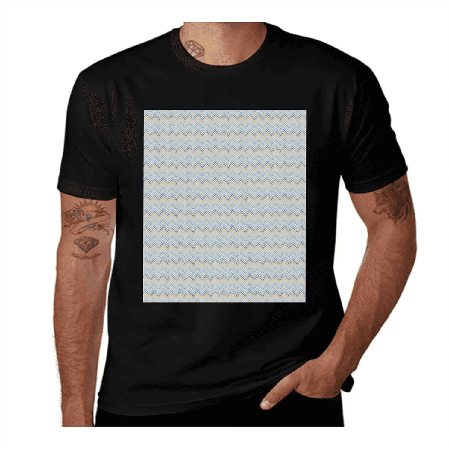 Chevron Abstract Curves Art-Wave-Sea Blue-Multicolor Casual Streetwea ...