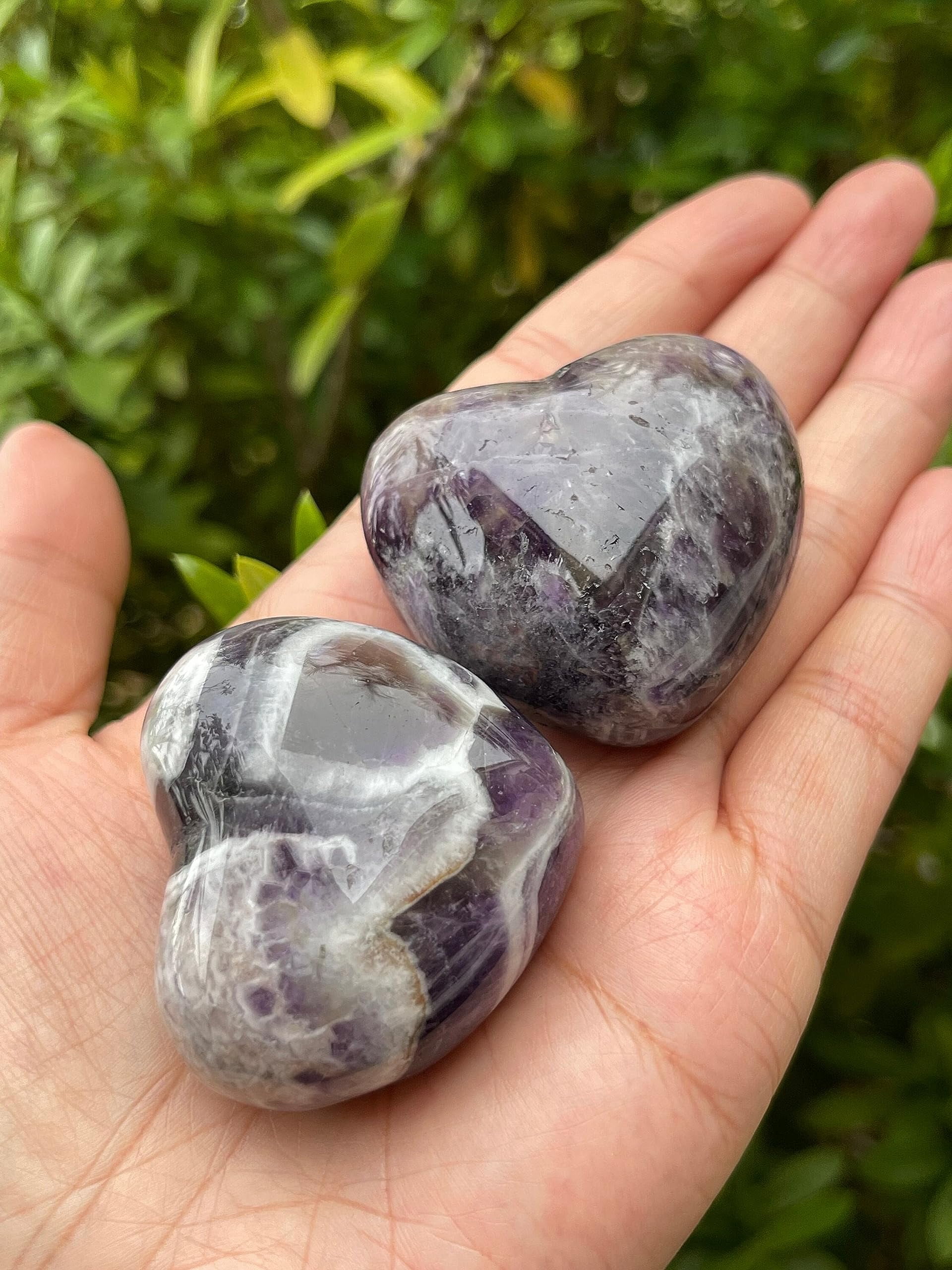 Chevron Amethyst Gemstone Hearts, Polished Chevron Amethyst Puffy ...