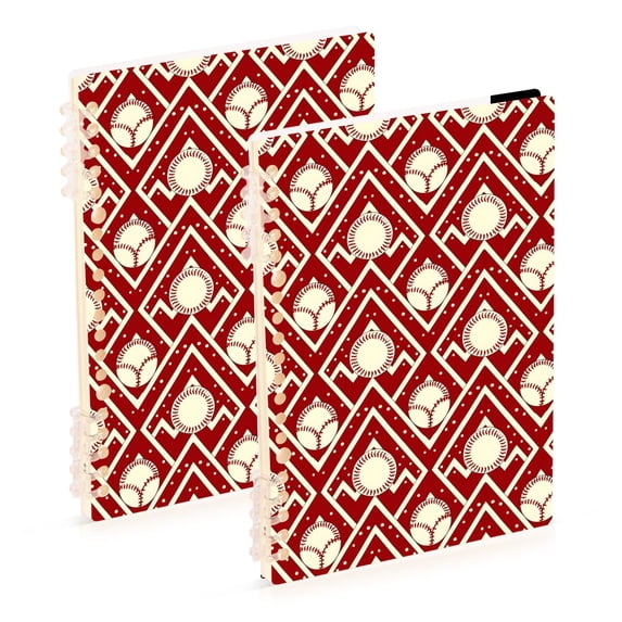 Chevron Baseball Pattern A5 Notebook Set of 2 Refillable 60 Sheets ...