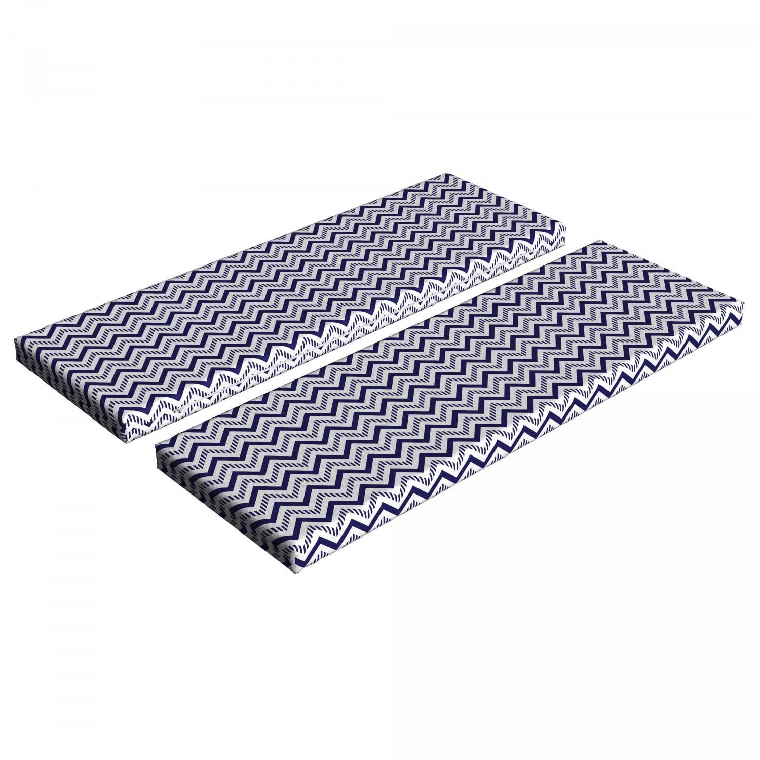 Chevron Bench Cushion Set of 2, Geometrical Zig Zag Striped Pattern on ...