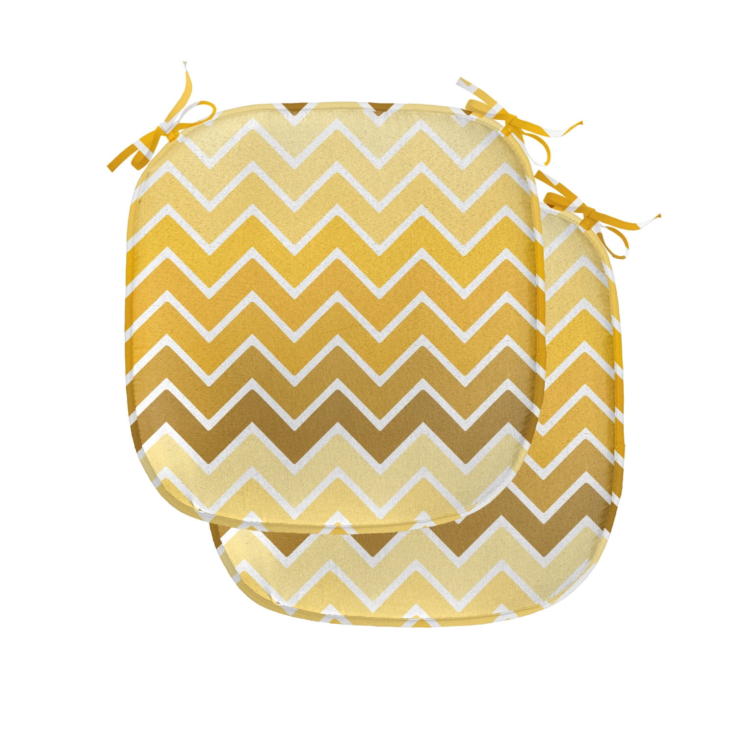 Chevron Chair Seating Cushion Set of 2, Pattern with Zigzag Yellow ...