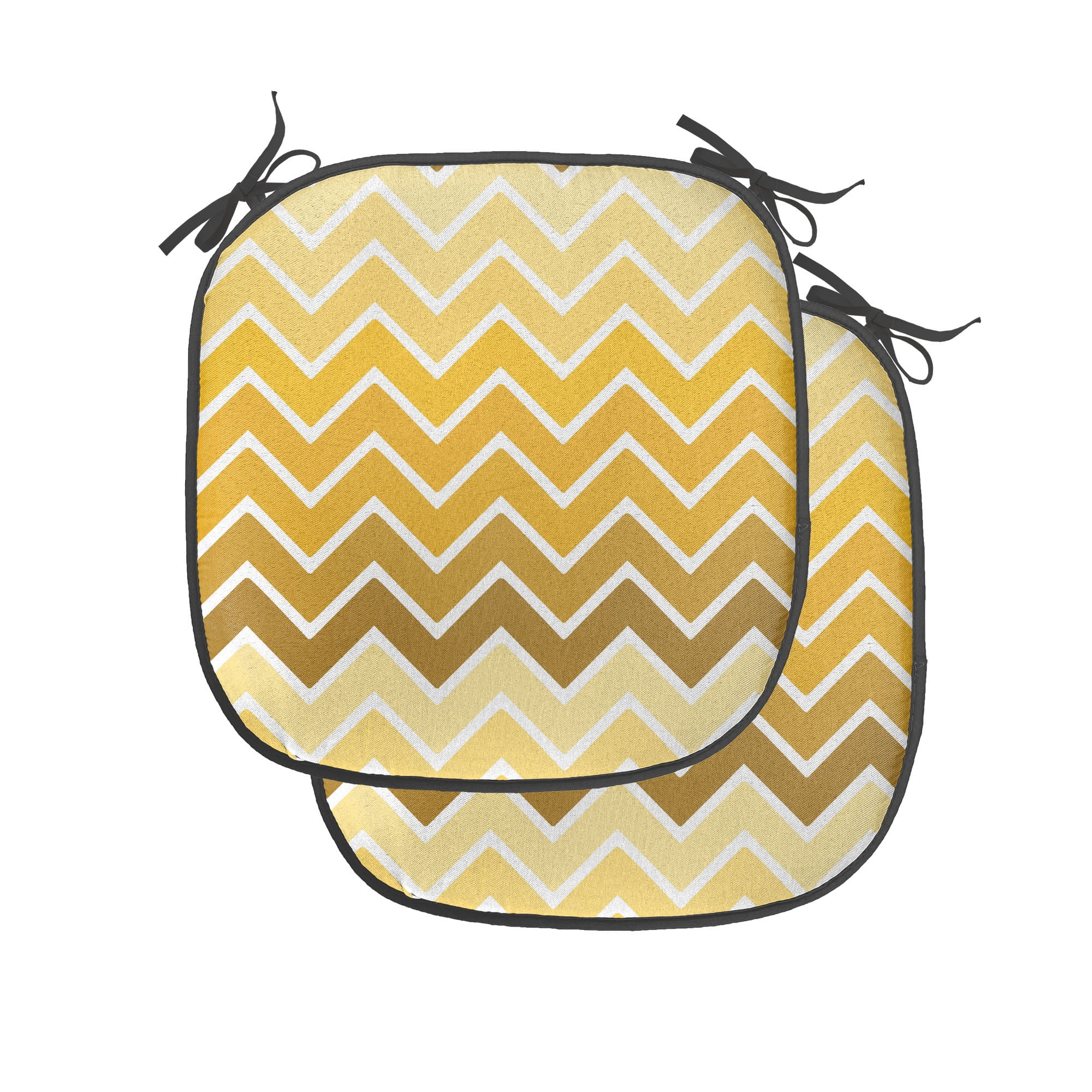 Chevron Chair Seating Cushion Set of 2, Pattern with Zigzag Yellow ...