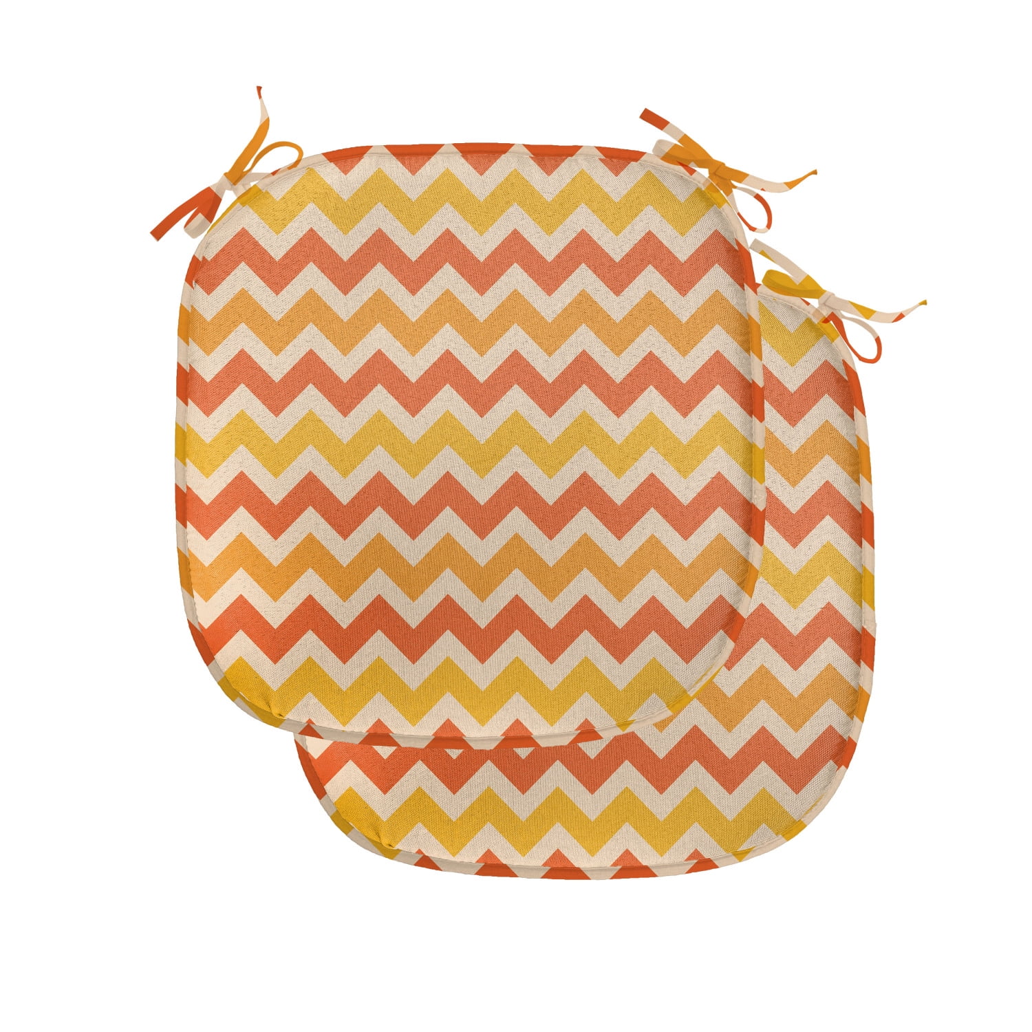 Chevron Chair Seating Cushion Set of 2, Wavy Geometrical Cheering Warm ...