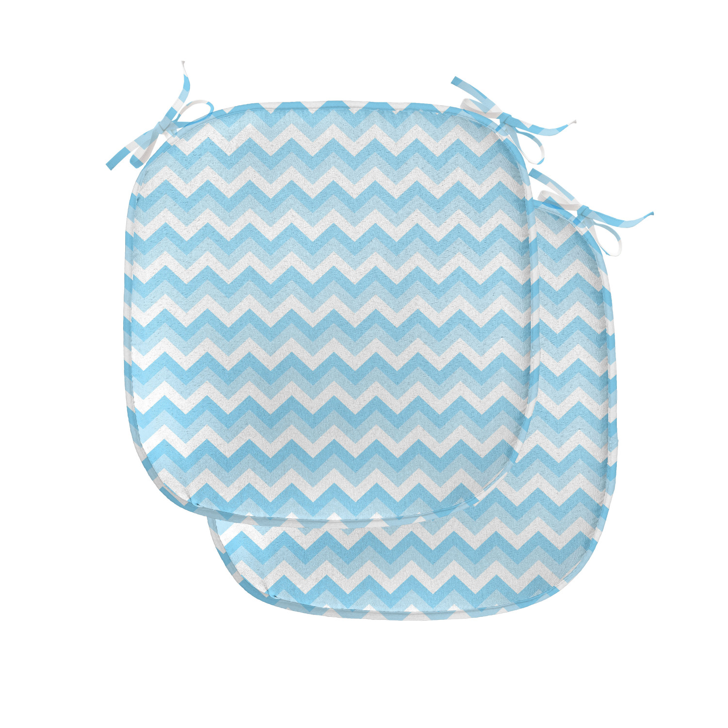 Chevron Chair Seating Cushion Set of 2, Zigzag Pattern Sea Aqua Colors ...