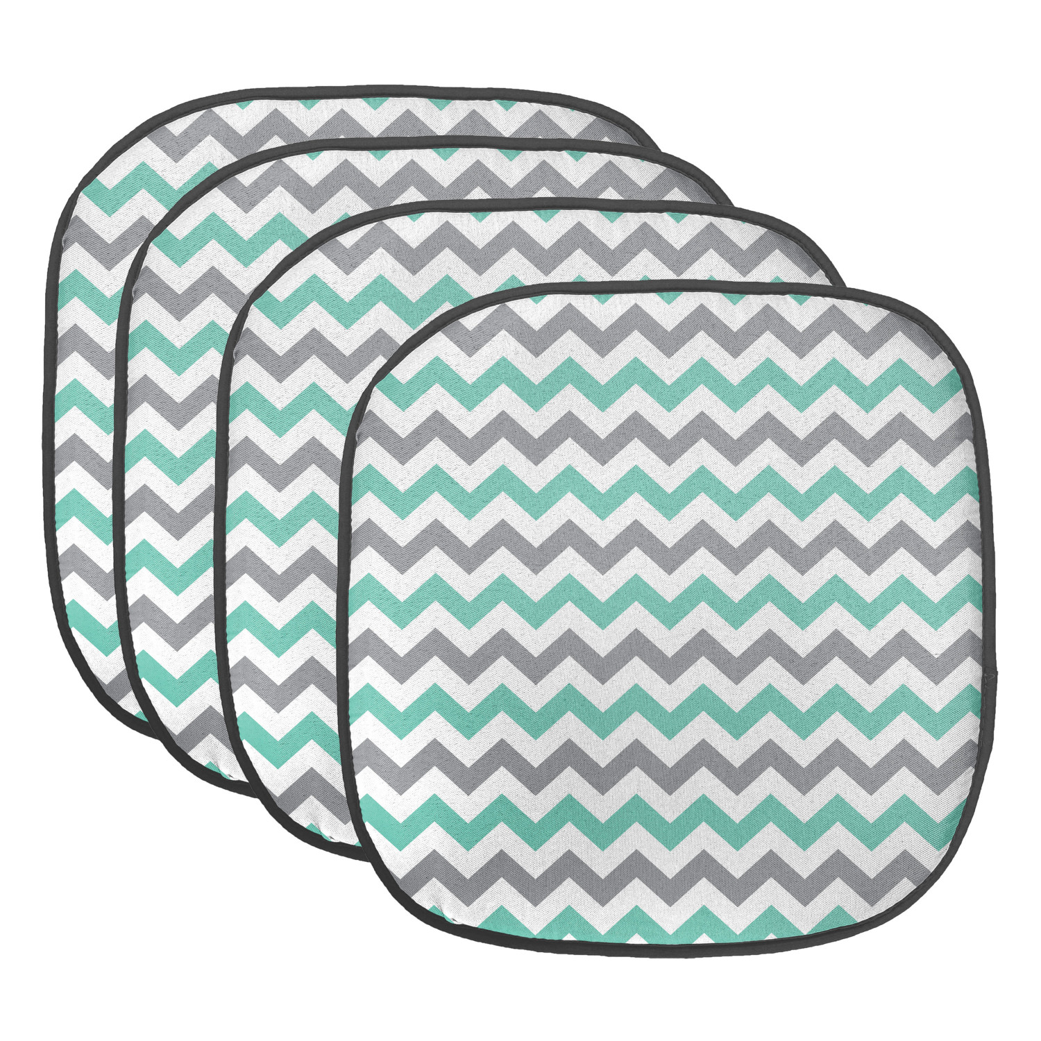 Chevron Chair Seating Cushion Set of 4, Chevron Pattern Geometric Wavy ...