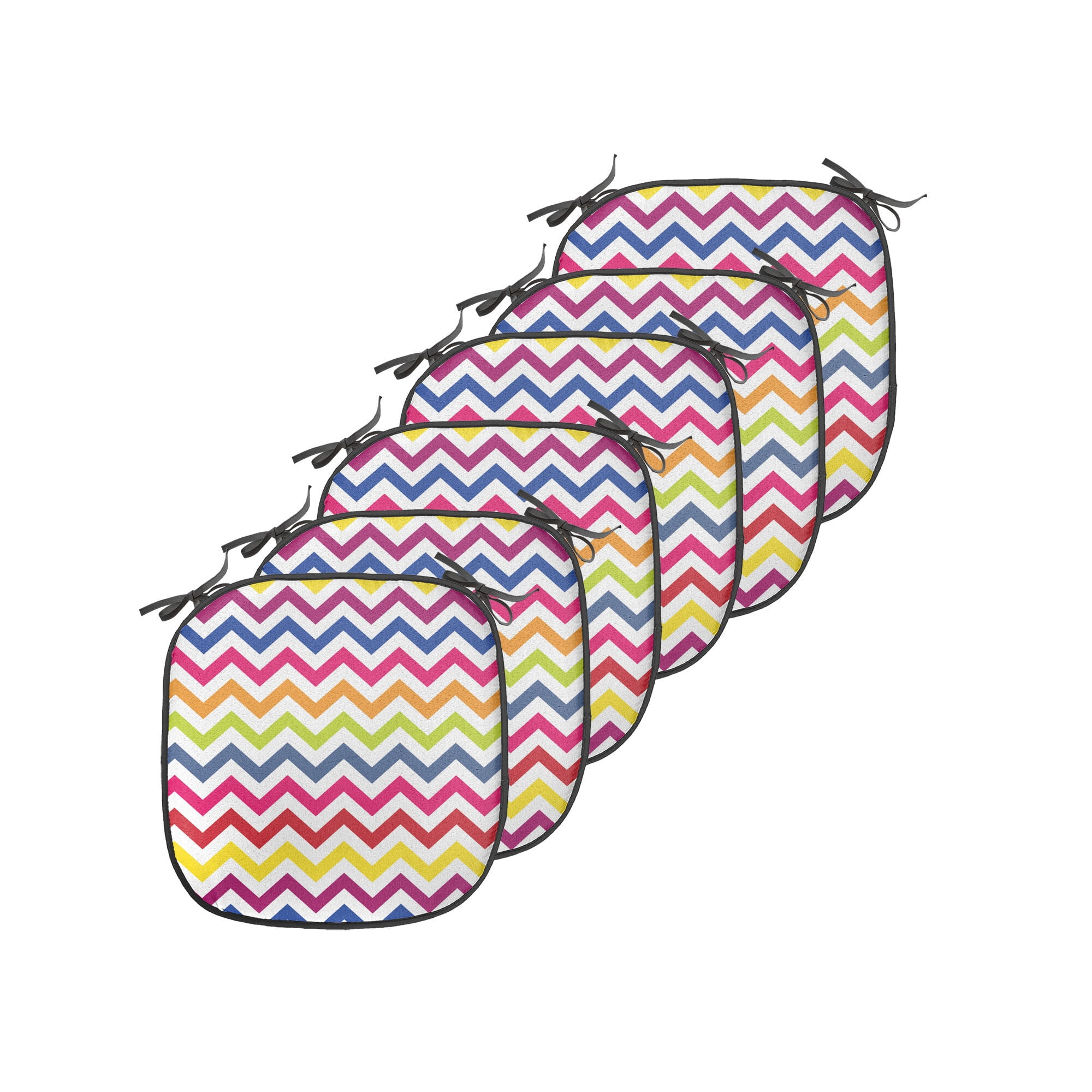 Chevron Chair Seating Cushion Set of 6, Chevron Pattern Colorful ...