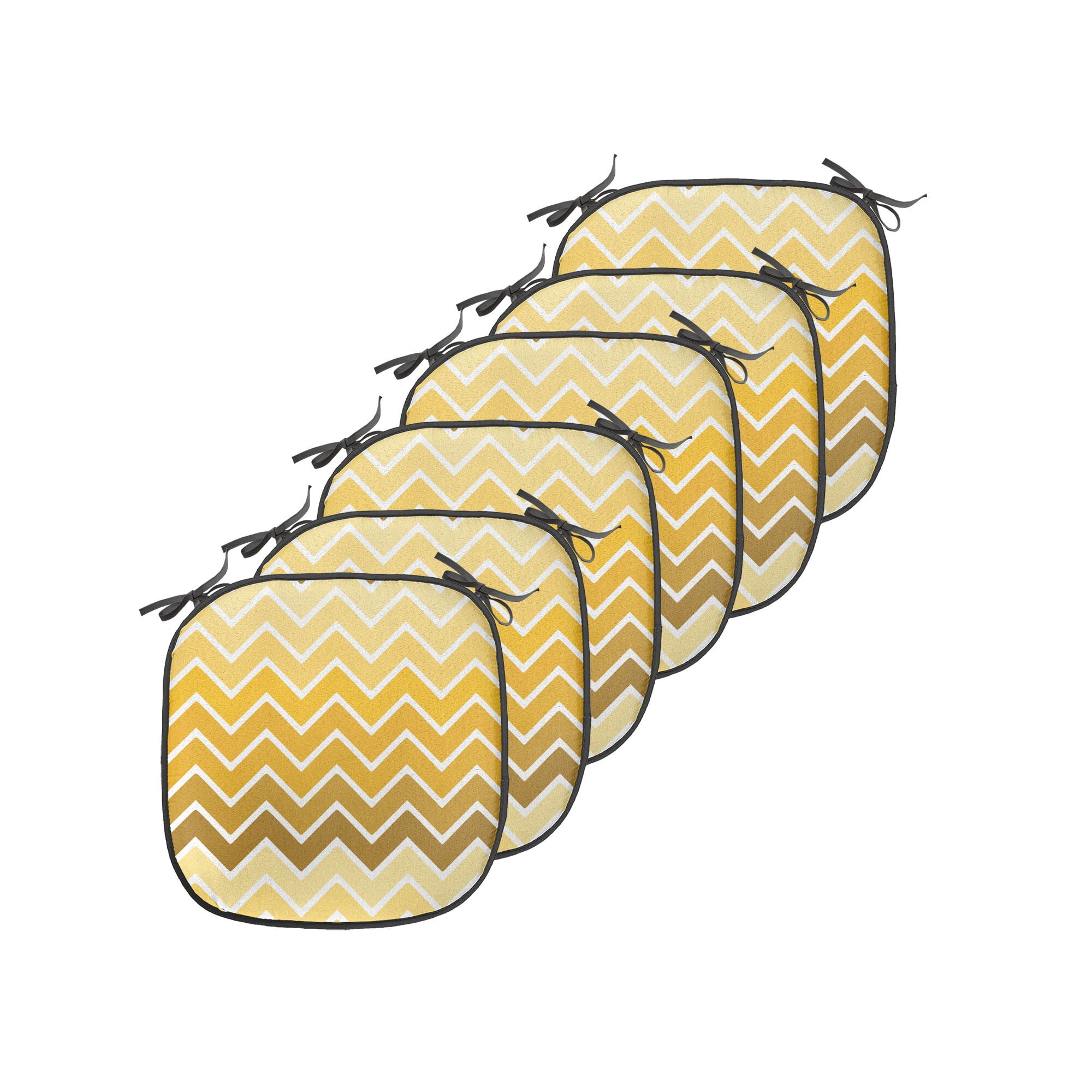 Chevron Chair Seating Cushion Set of 6, Pattern with Zigzag Yellow ...
