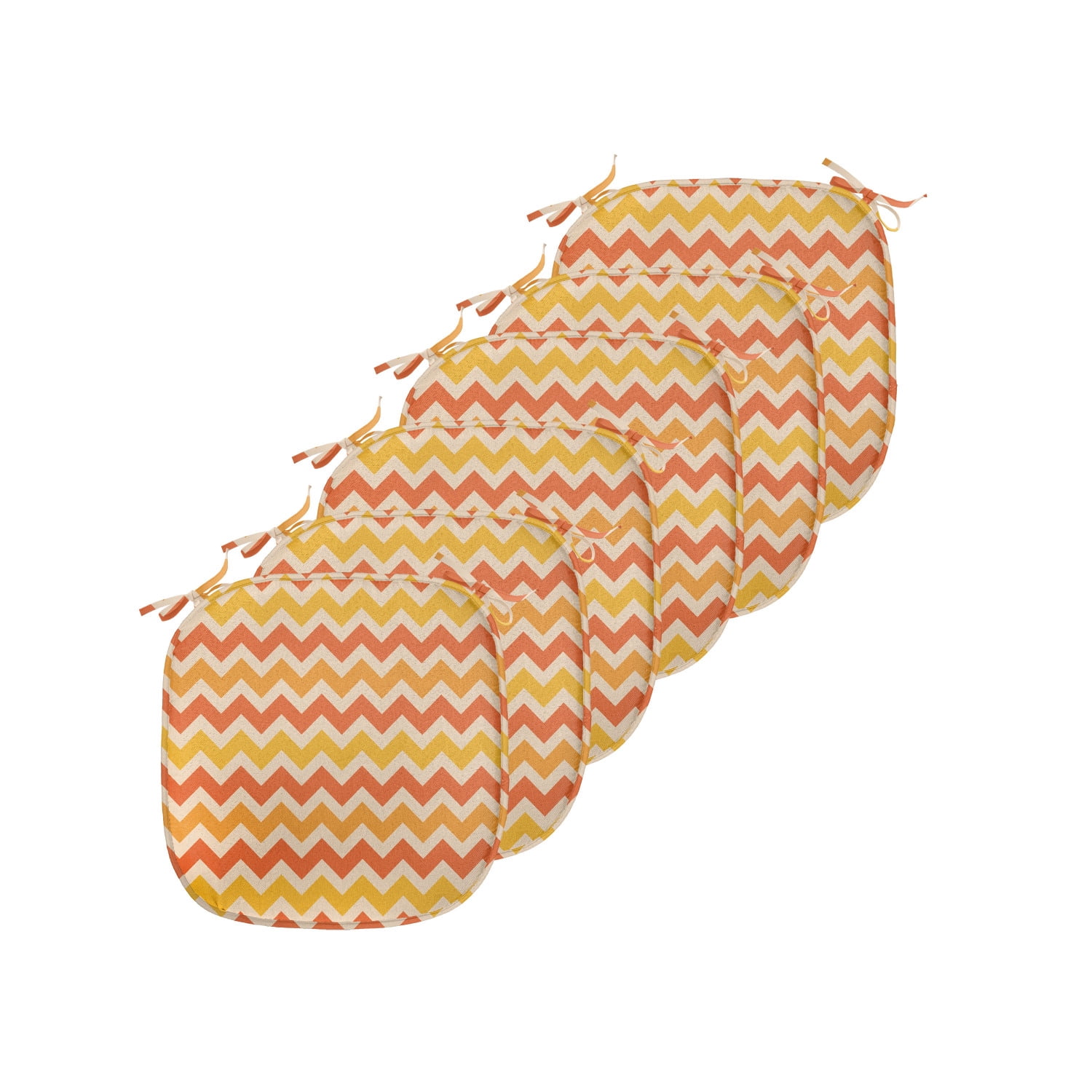 Chevron Chair Seating Cushion Set of 6, Wavy Geometrical Cheering Warm ...