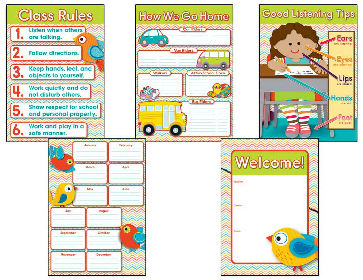 Chevron Classroom Management Bulletin Board Set (Wallchart) - Walmart.com