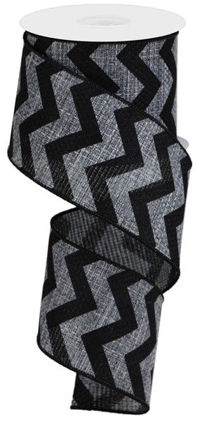 Chevron Cross Royal Burlap Wired Edge Ribbon - 2.5" x 10 Yards (Grey ...