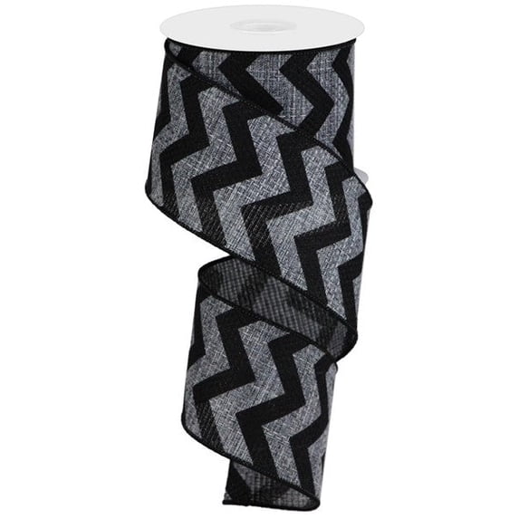 Chevron Cross Royal Burlap Wired Edge Ribbon - 2.5" x 10 Yards (Grey ...