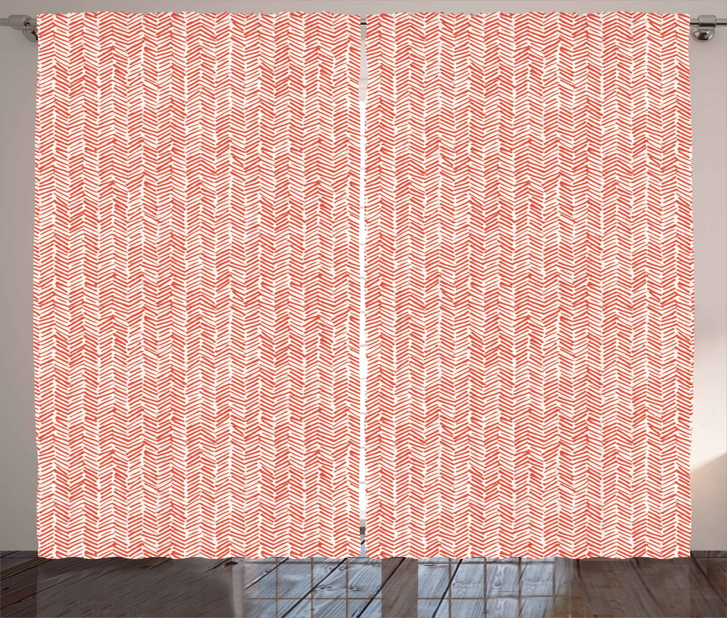 Ambesonne Chevron Curtains 2 Panel Set, Color Smear Lines Grunge, 108 ...