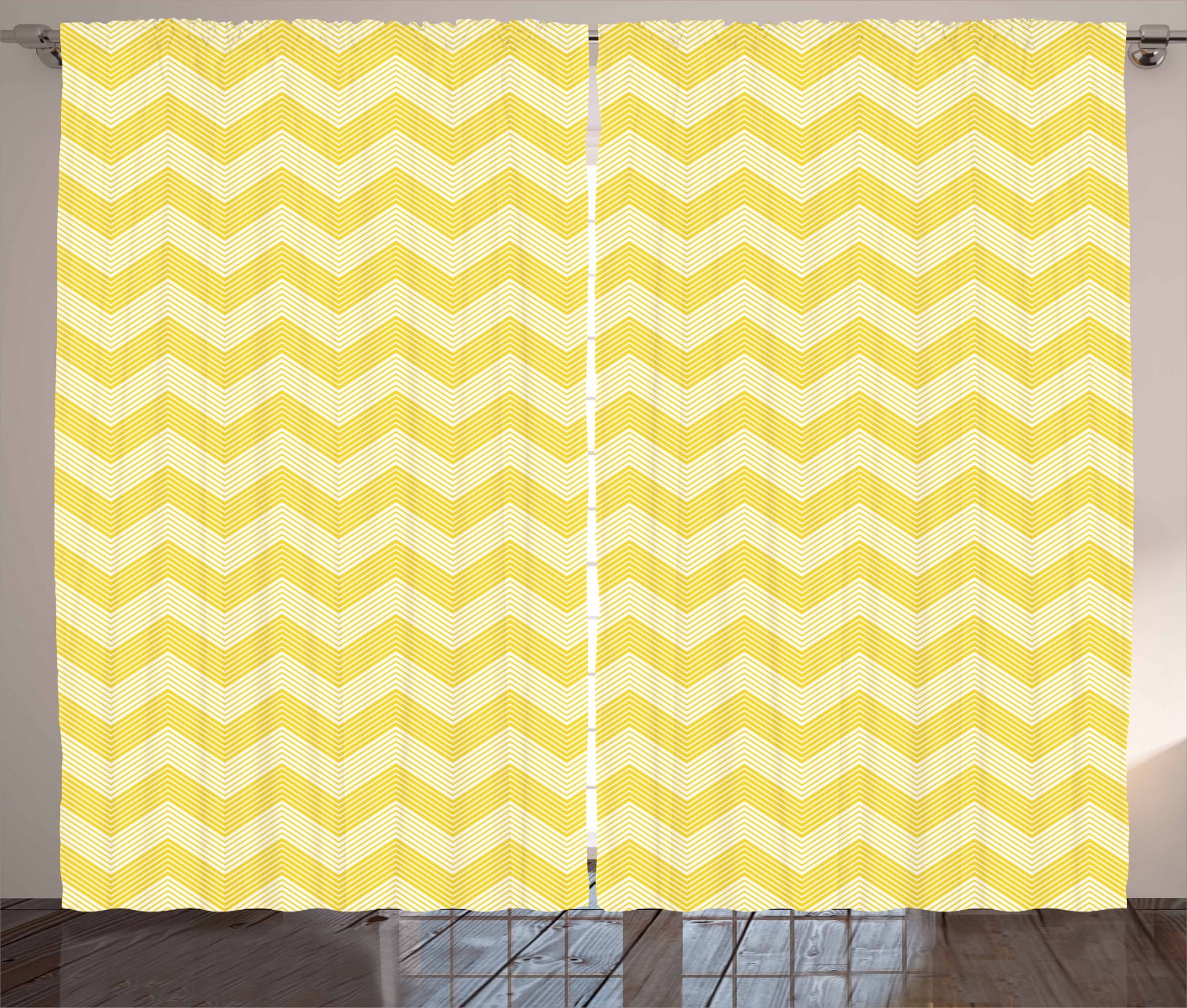 Ambesonne Chevron Curtains 2 Panel Set, Monotone Stripes Pattern, 108 ...