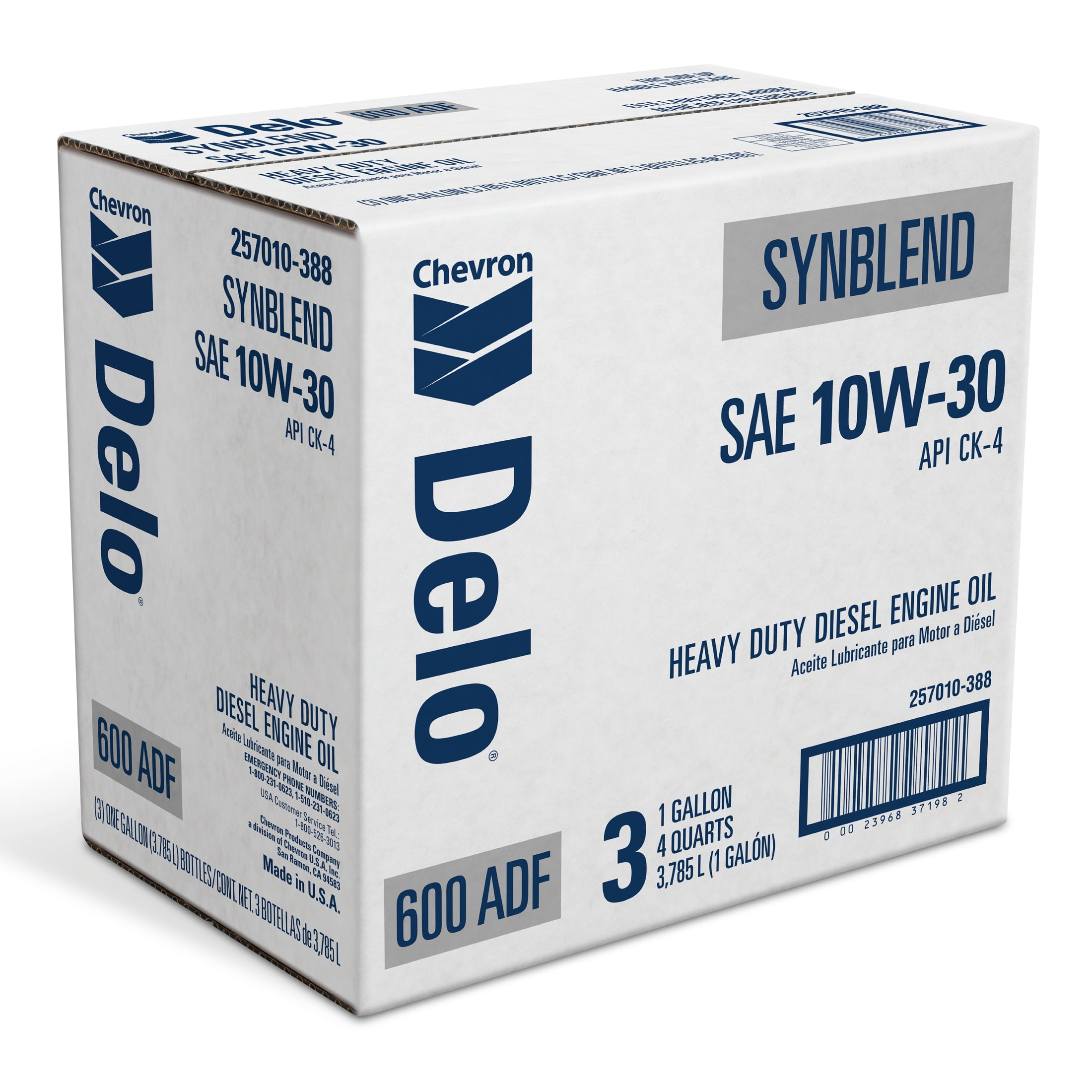 Chevron Delo ADF 10W-30 Heavy Duty Synthetic Blend Diesel Motor Oil, 1 ...