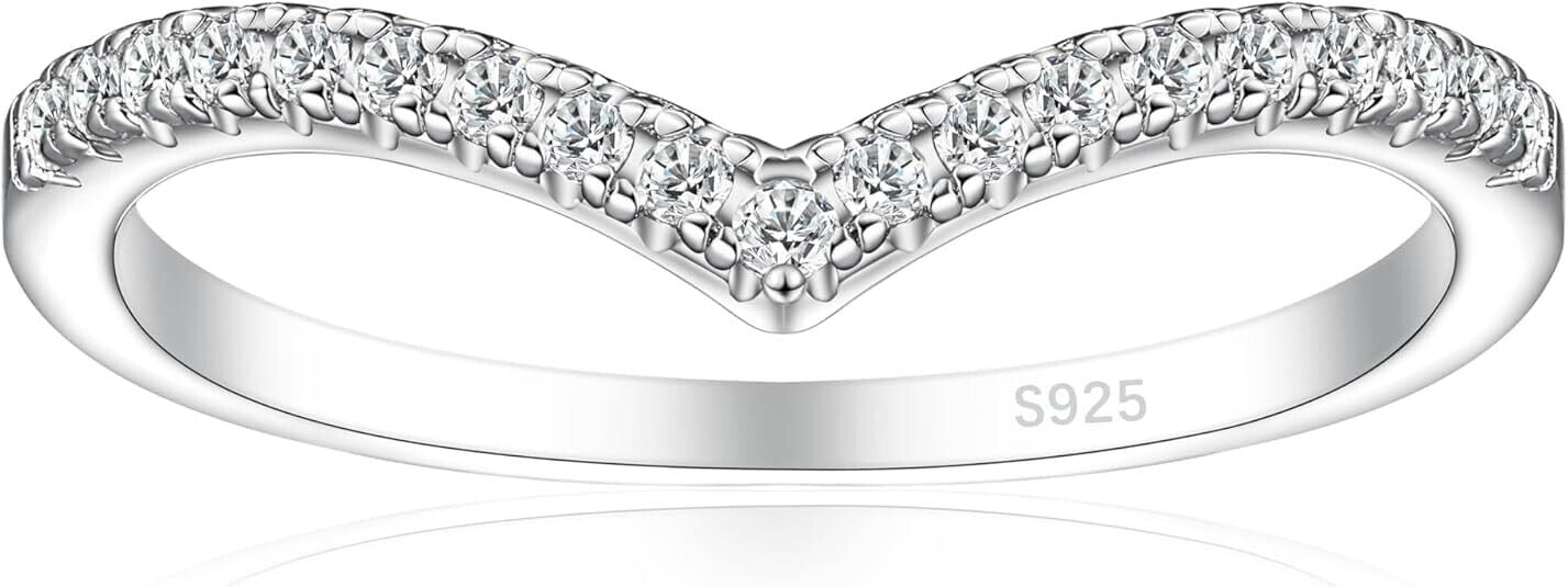 Chevron Diamond Wedding Band, Half Eternity Diamond Ring, Delicate V ...