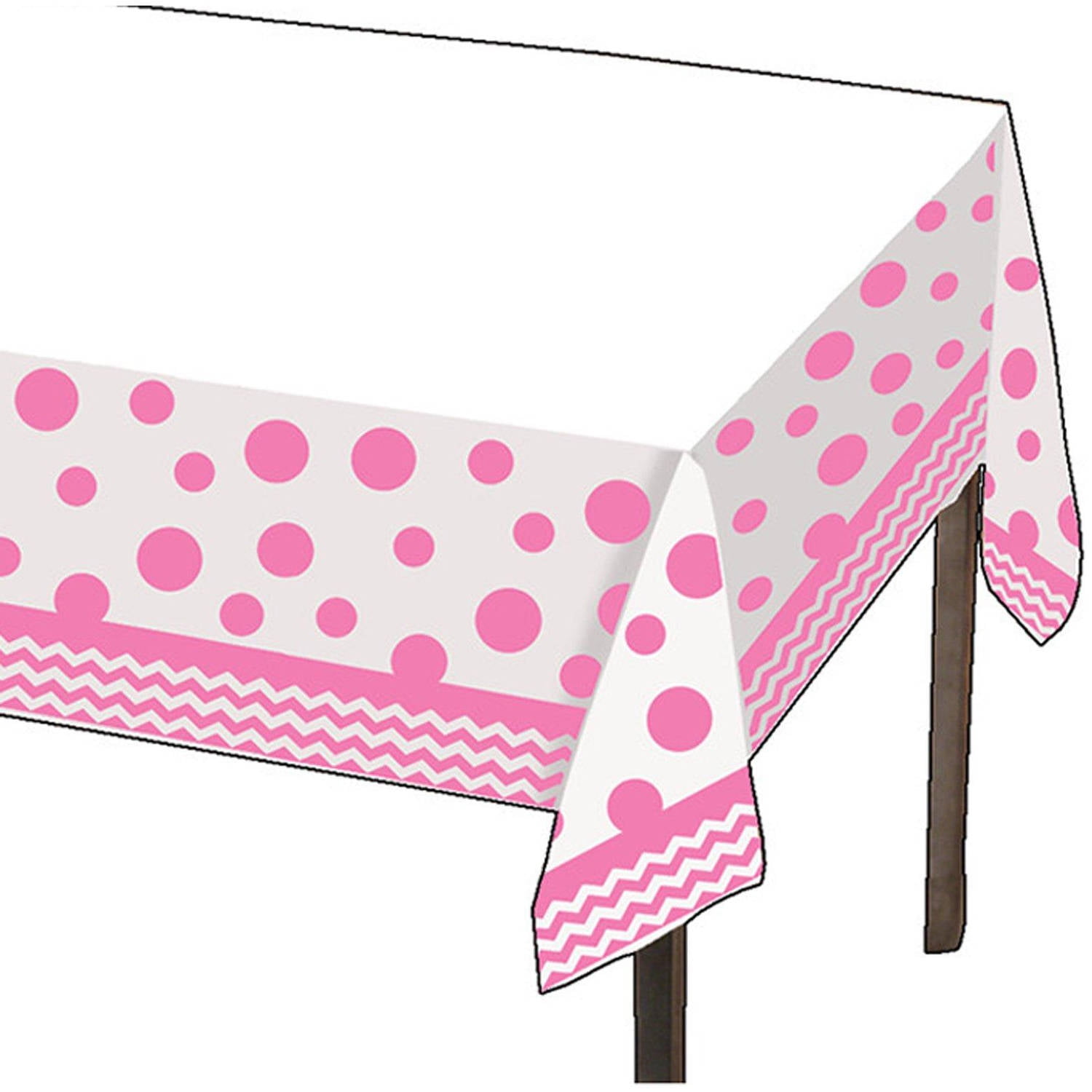 Chevron & Dots Candy Pink Plastic Tablecloth - Walmart.com