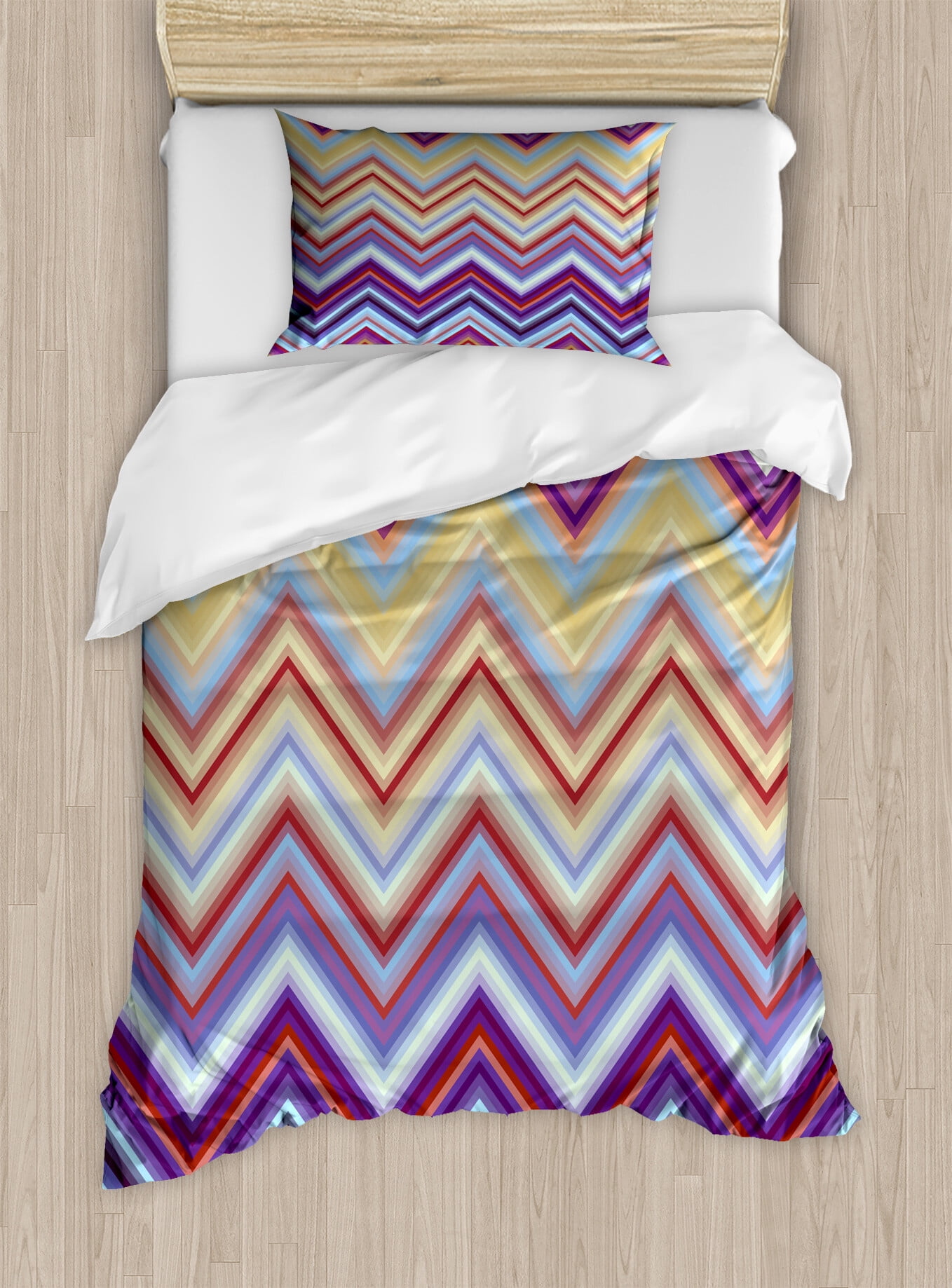 Chevron Duvet Cover Set, Chevron from Small Strikes Horizontal Stripes ...