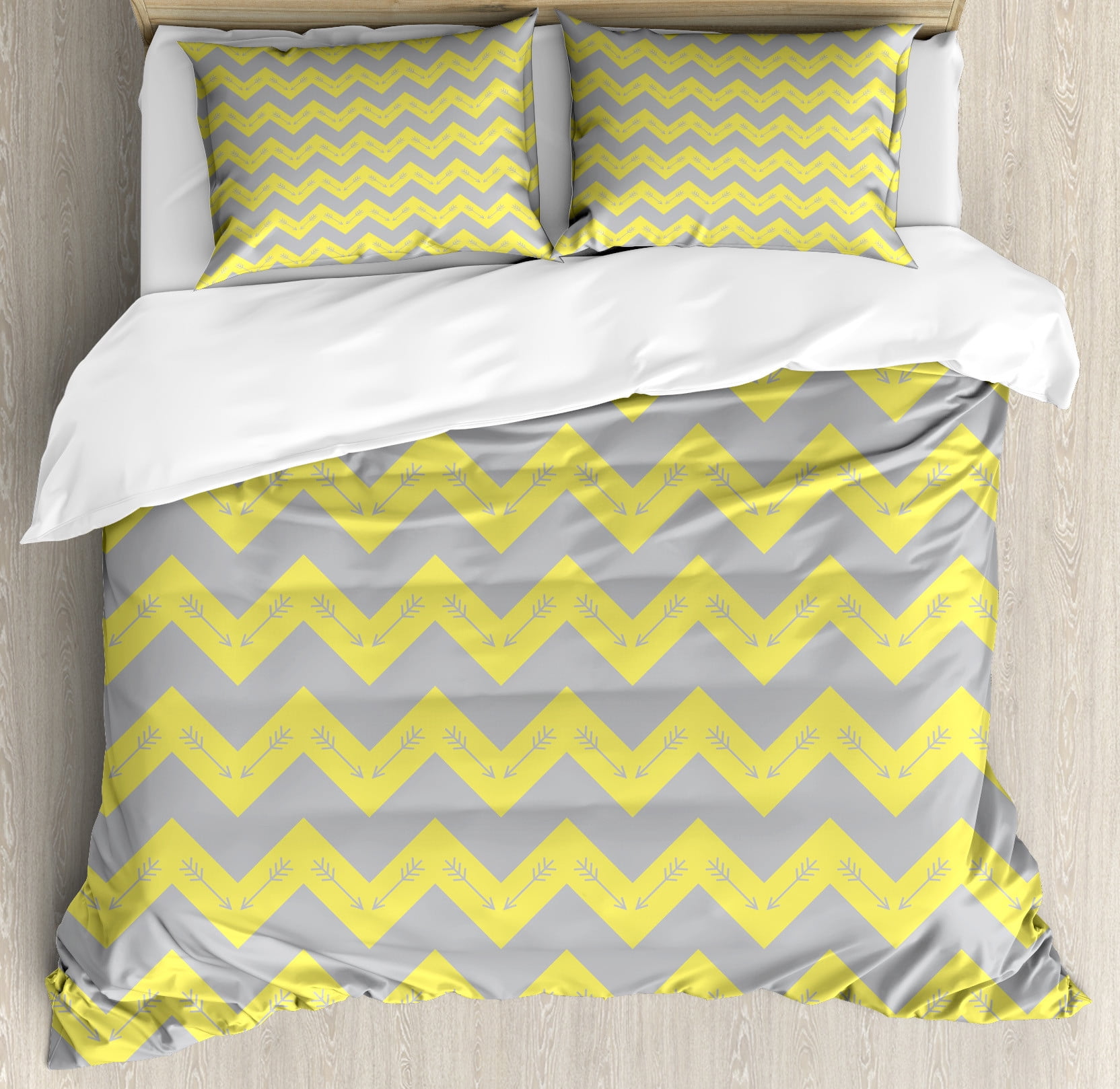 Chevron Duvet Cover Set, Zig Zag Pattern with Tribal Arrows Prehistoric Abstract Design ...
