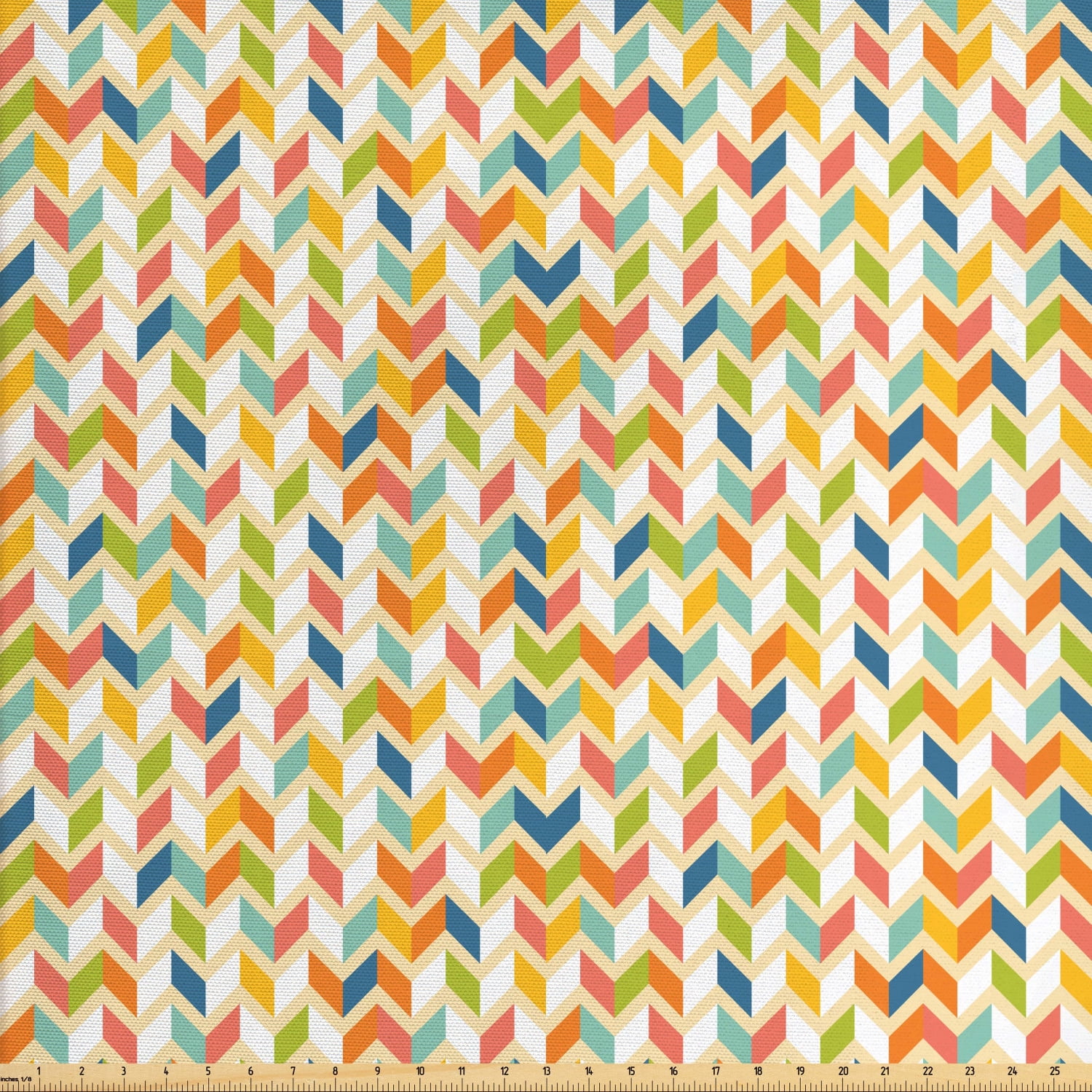 Ambesonne Chevron Fabric by the Yard Upholstery, Rainbow Angled Stripes ...