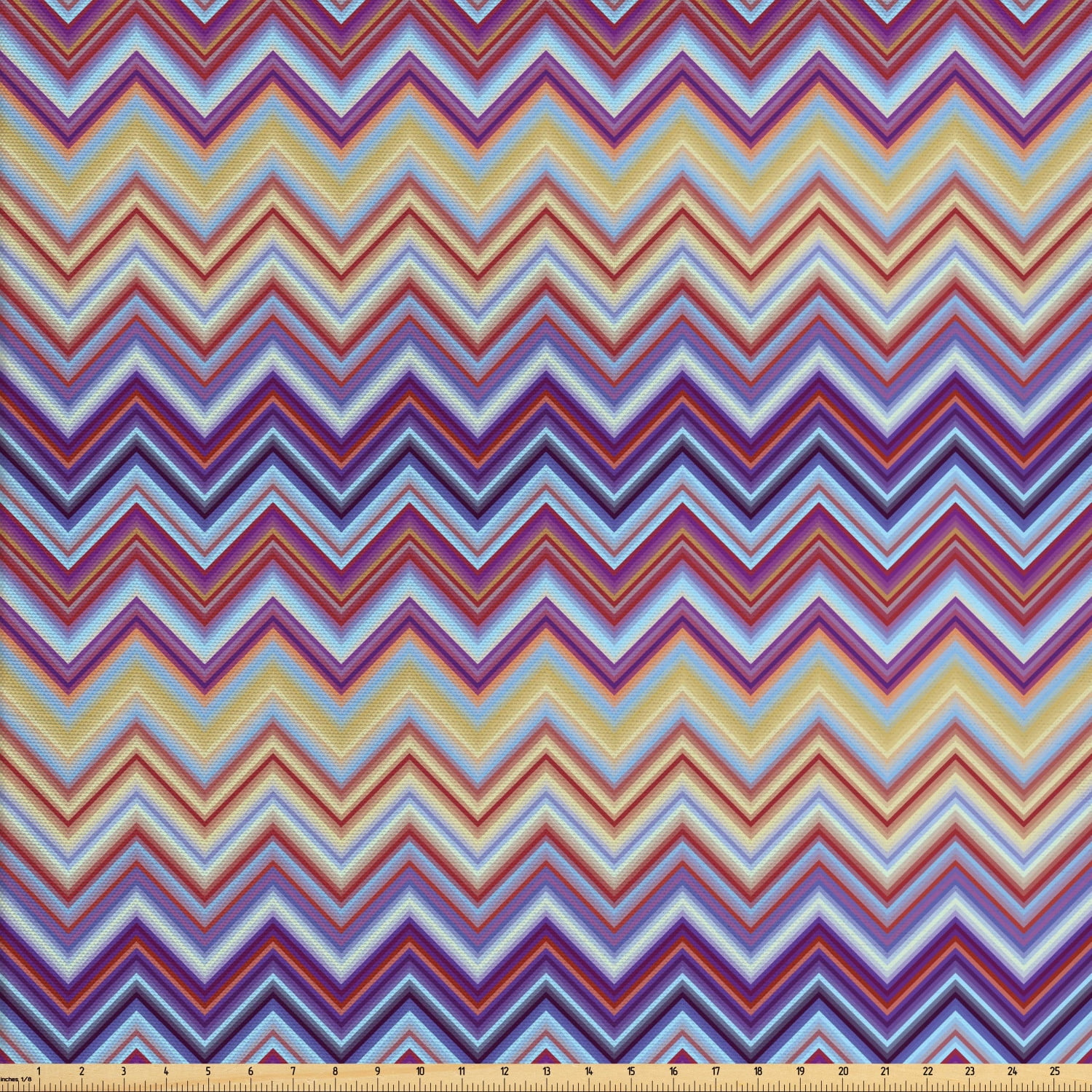 Ambesonne Colorful Fabric by the Yard Upholstery, Chevron Small Strikes ...