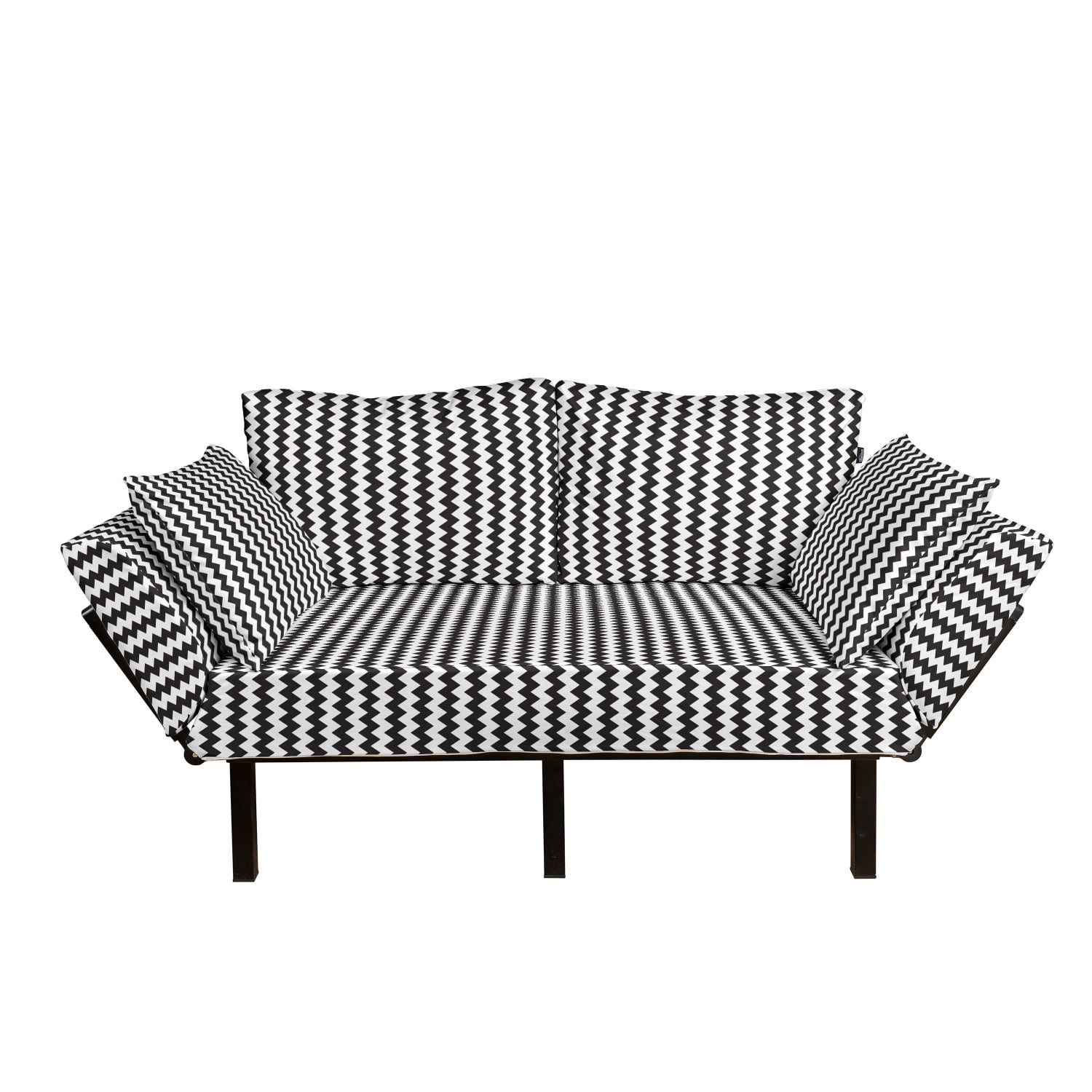 Chevron Futon Couch, Zig Zags in Black and White Sharp Arrow Inspired ...