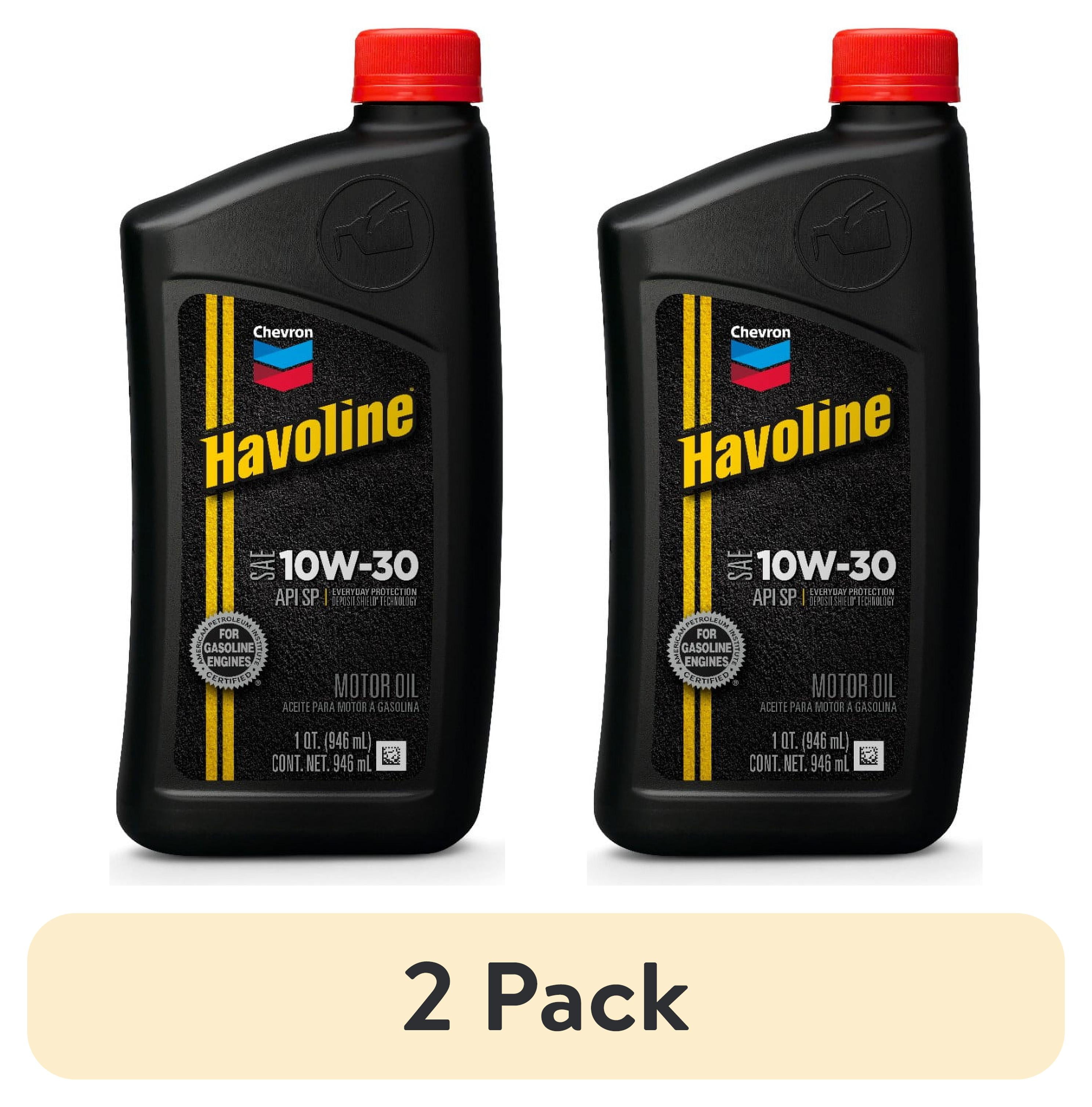 (2 pack) Chevron Havoline Conventional Motor Oil 10W-30, 1 Quart Bottle ...