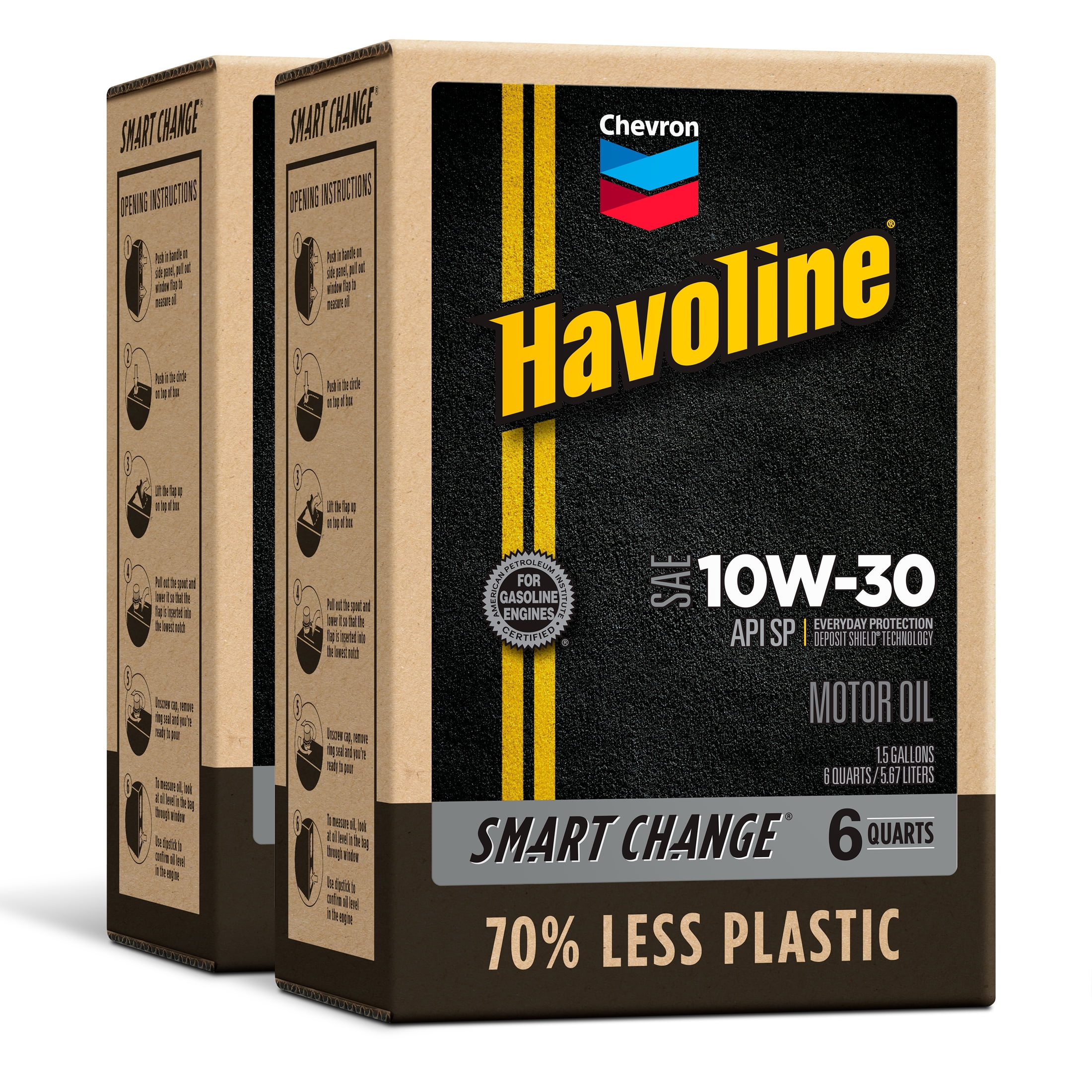 Chevron Havoline Conventional Motor Oil 10W-30, 6 Quart Smart Change ...
