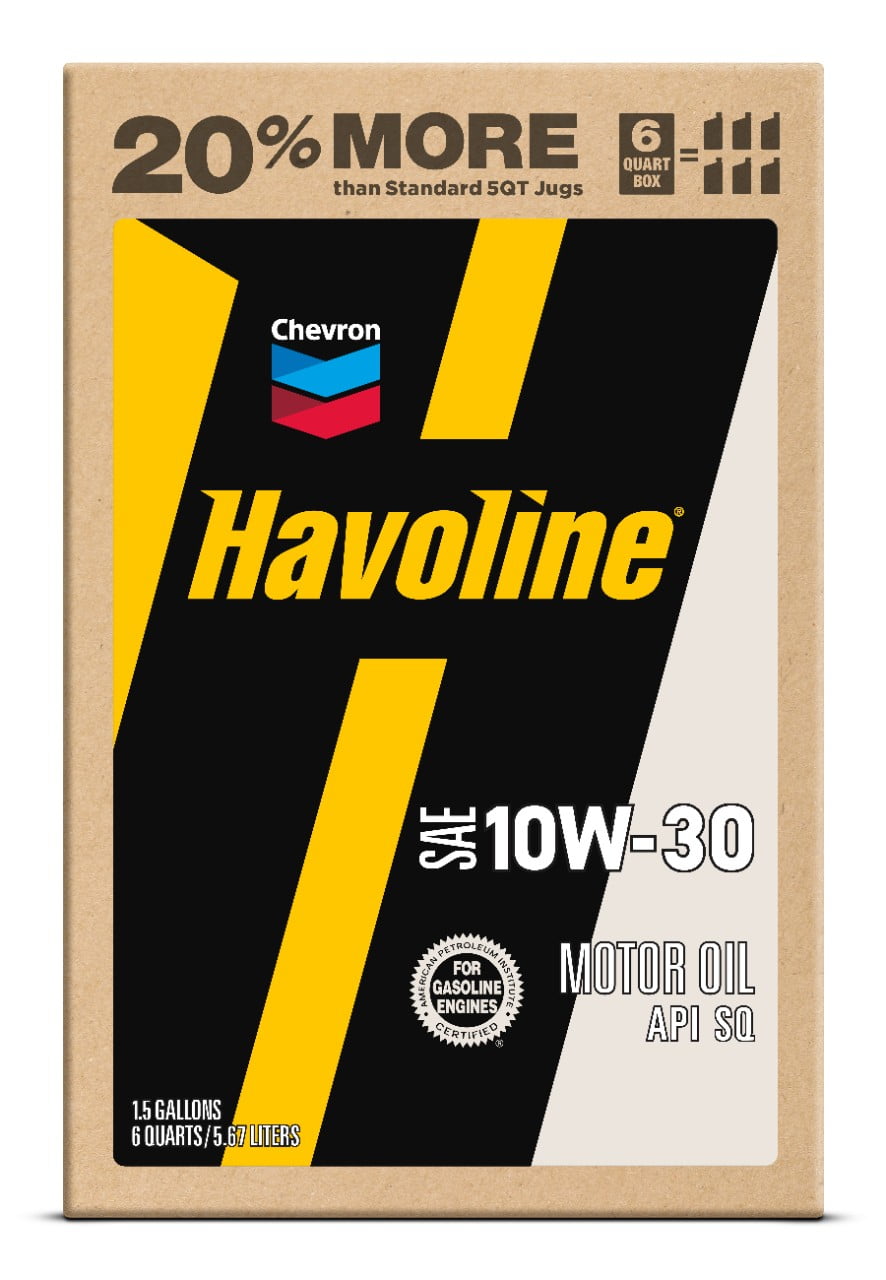 Chevron Havoline Conventional Motor Oil 10W-30, 6 Quart Smart Change ...