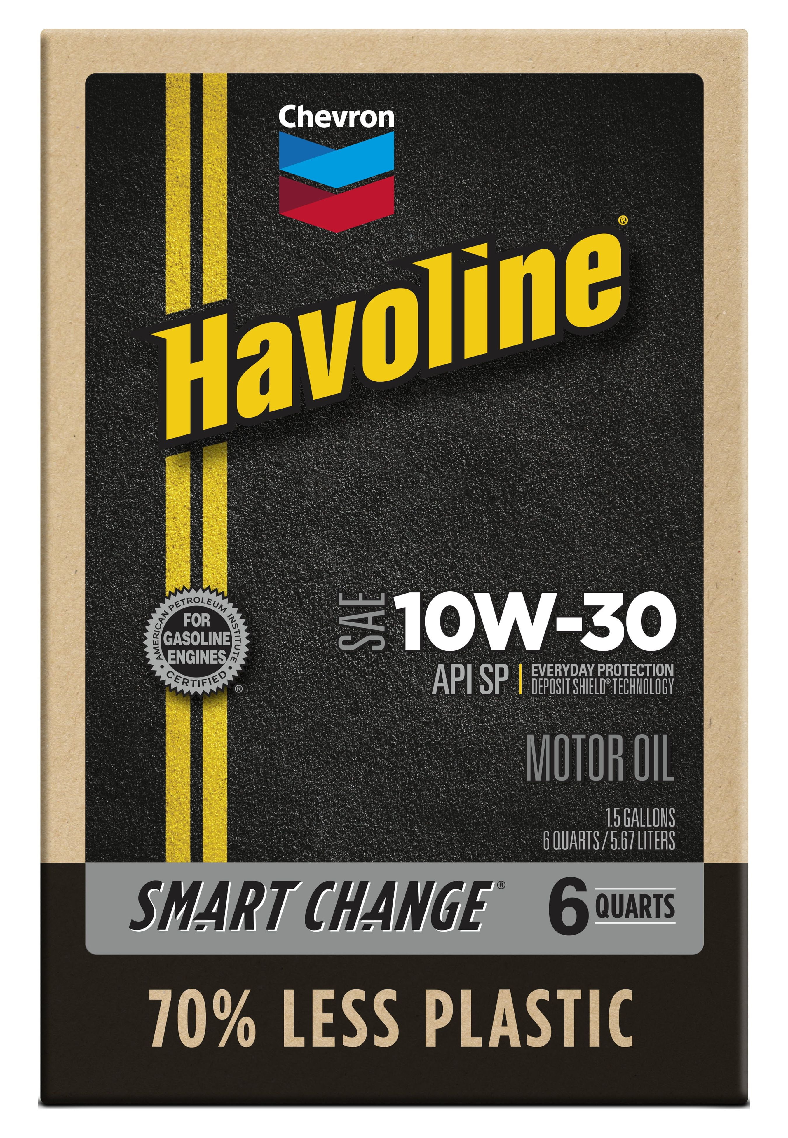 Chevron Havoline Conventional Motor Oil 10W-30, 6 Quart Smart Change ...