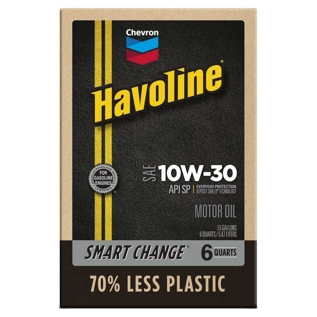 Chevron Havoline Conventional Motor Oil 10W-30, 6 Quart Smart Change ...