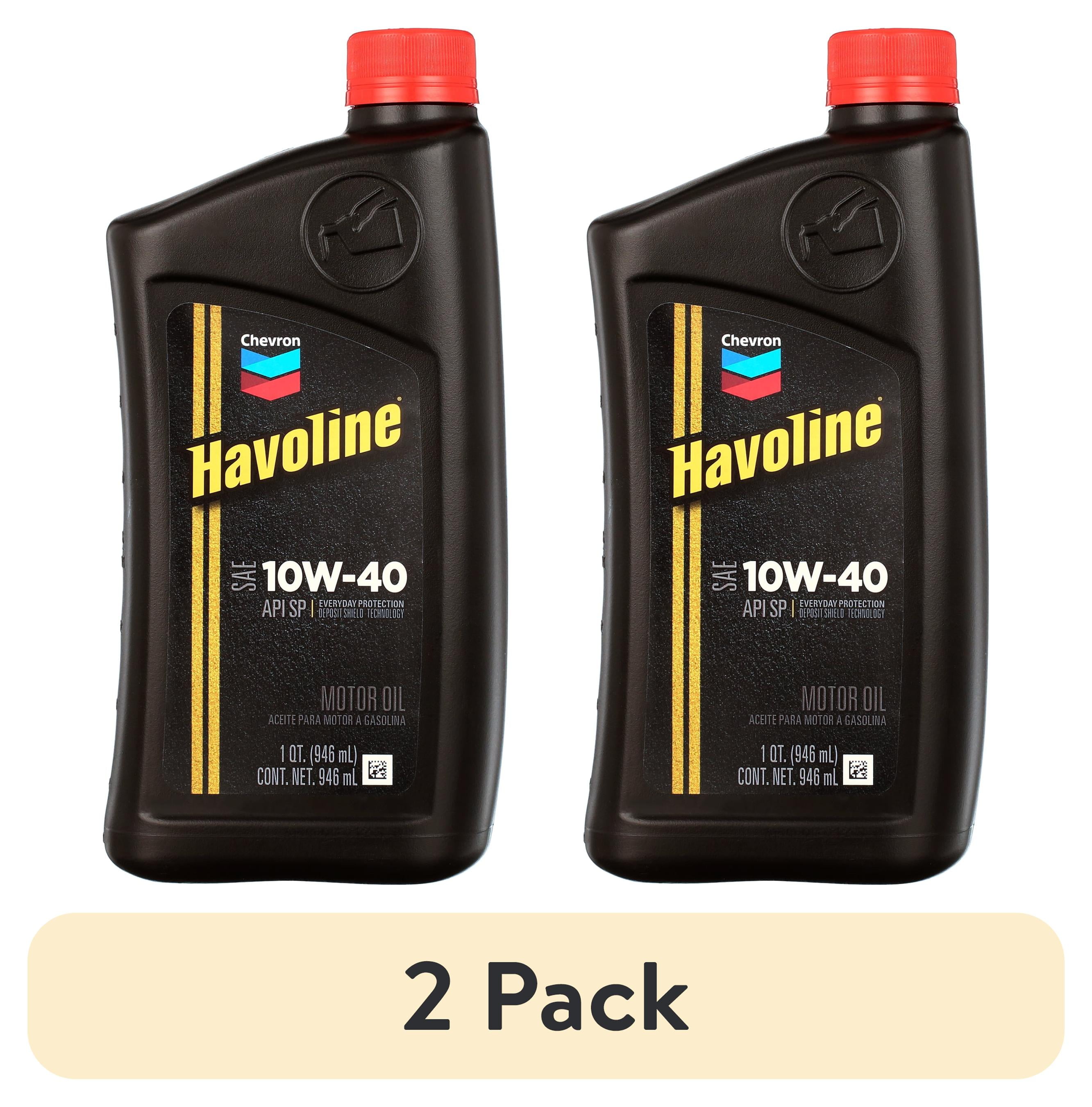 (2 pack) Chevron Havoline Conventional Motor Oil 10W-40, 1 Quart Bottle ...