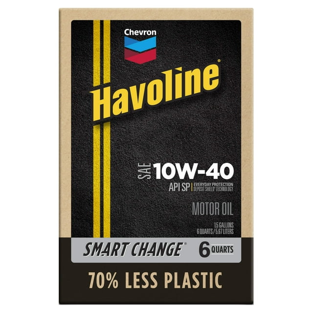 Chevron Havoline Conventional Motor Oil 10W-40, 6 Quart Smart Change ...