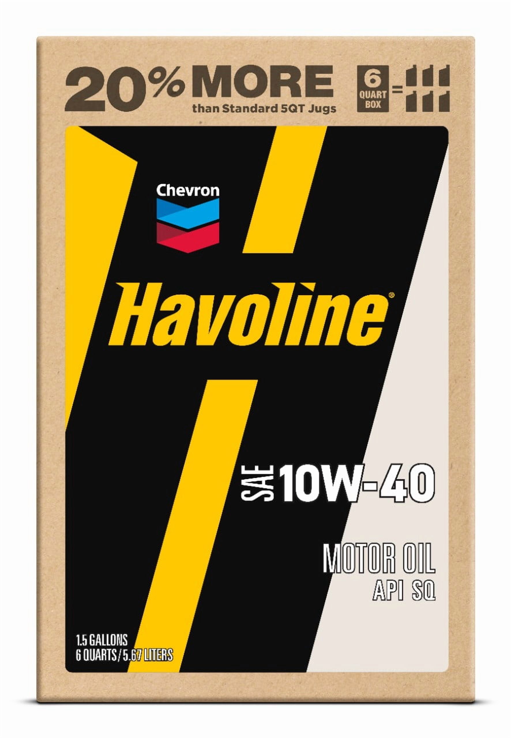 Chevron Havoline Conventional Motor Oil 10W-40, 6 Quart Smart Change ...