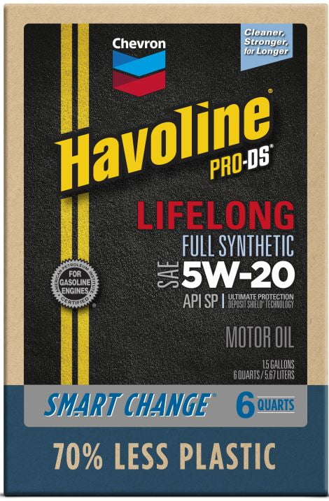 Chevron Havoline Lifelong Synthetic Motor Oil 5W-20, 6 Quart Smart ...