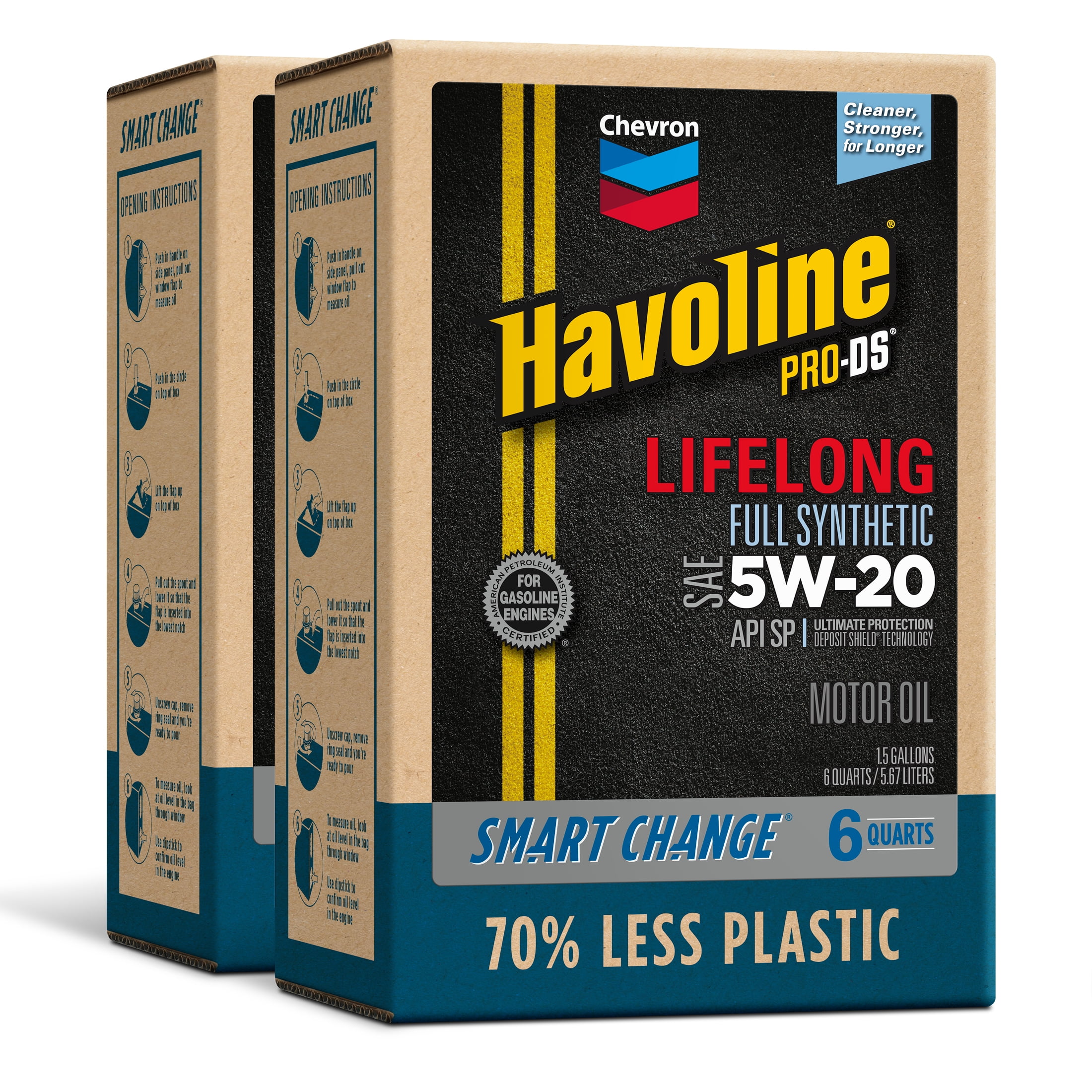 Free Shipping! Chevron Havoline Lifelong Synthetic Motor Oil 5W-20, 6 ...