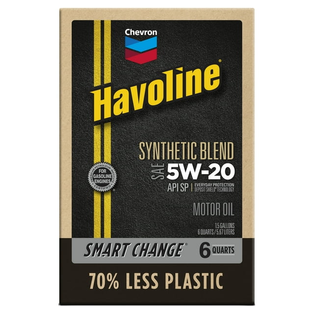 Chevron Havoline Synthetic Blend Motor Oil 5W-20, 6 Quart, Smart Change ...