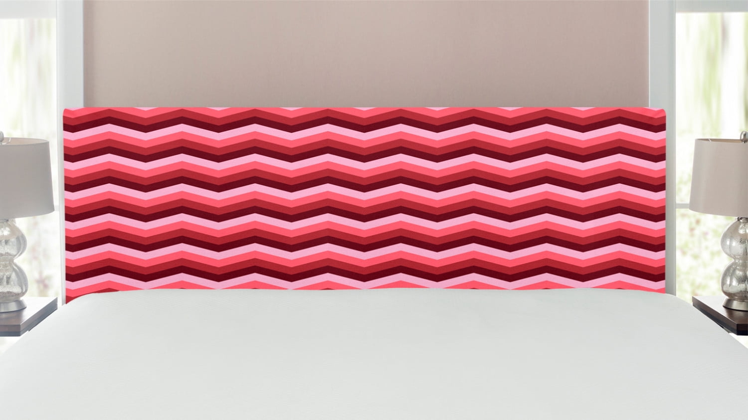 Chevron Headboard, Zigzag Colorful Chevron Ornament Motifs Symmetry Modern Feminine Theme ...