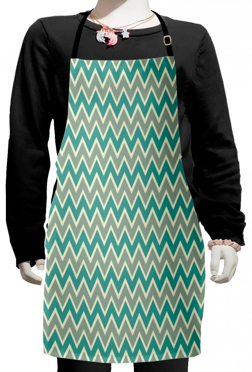 Chevron Kids Apron, Zigzag Stripes Pattern Angular Design Retro Design ...