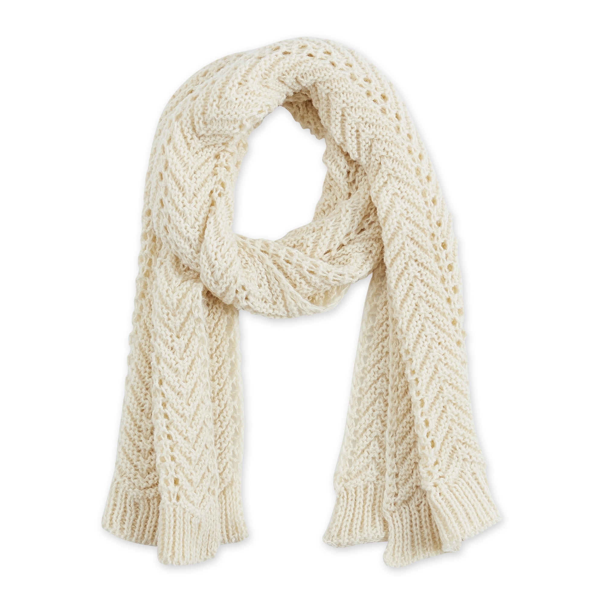 Chevron Knit Scarf - Cream - Walmart.com