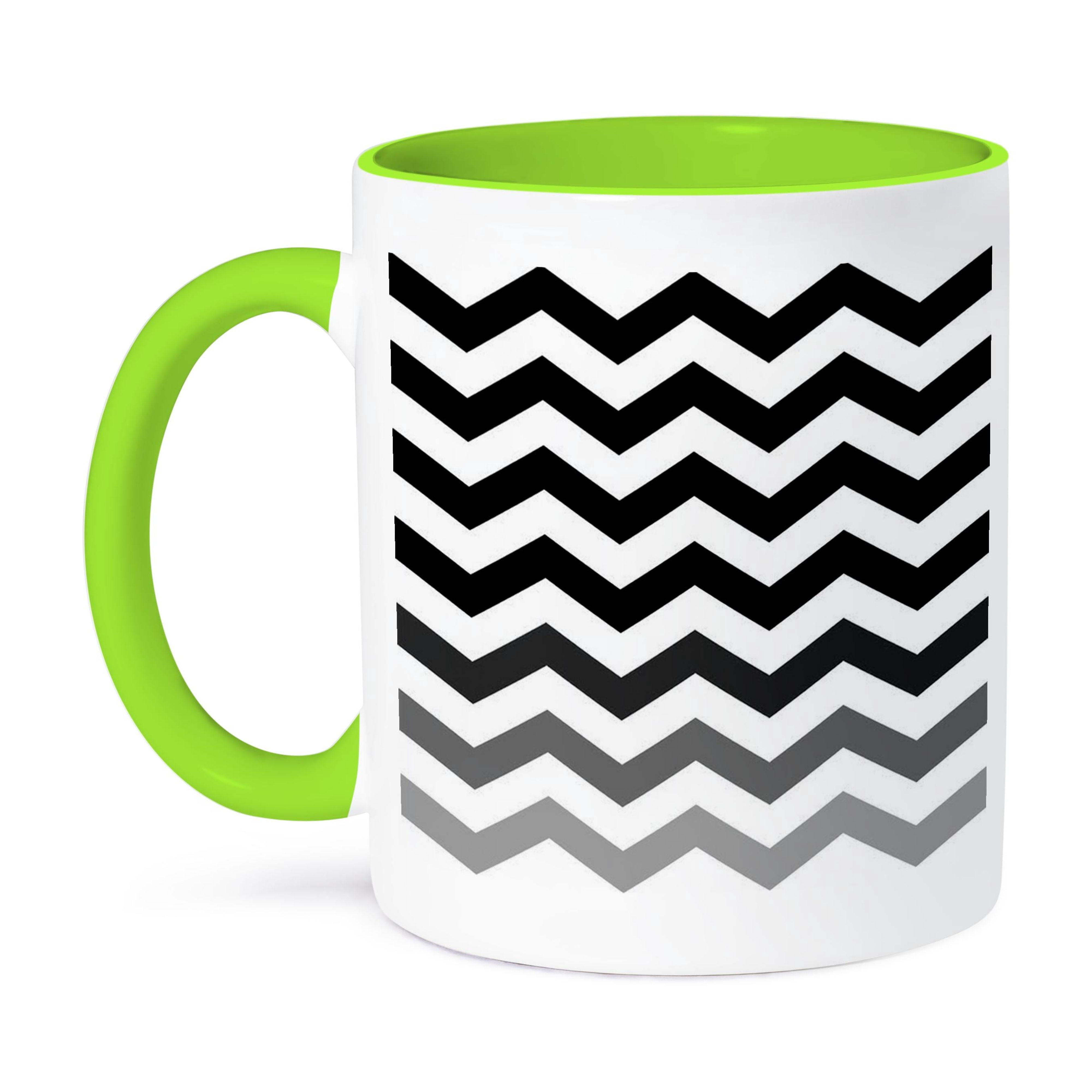 3dRose, Chevron ombre, black, gray. White, 15oz Two-Tone Green Mug ...
