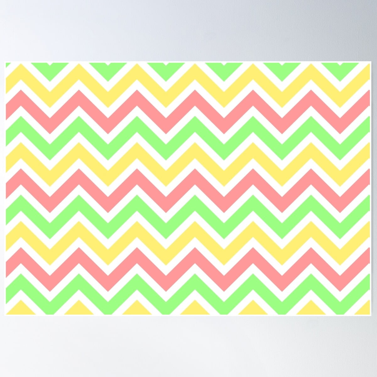 Chevron Pattern. Green Red Yellow Color Poster Wall Art, Modern Wall ...