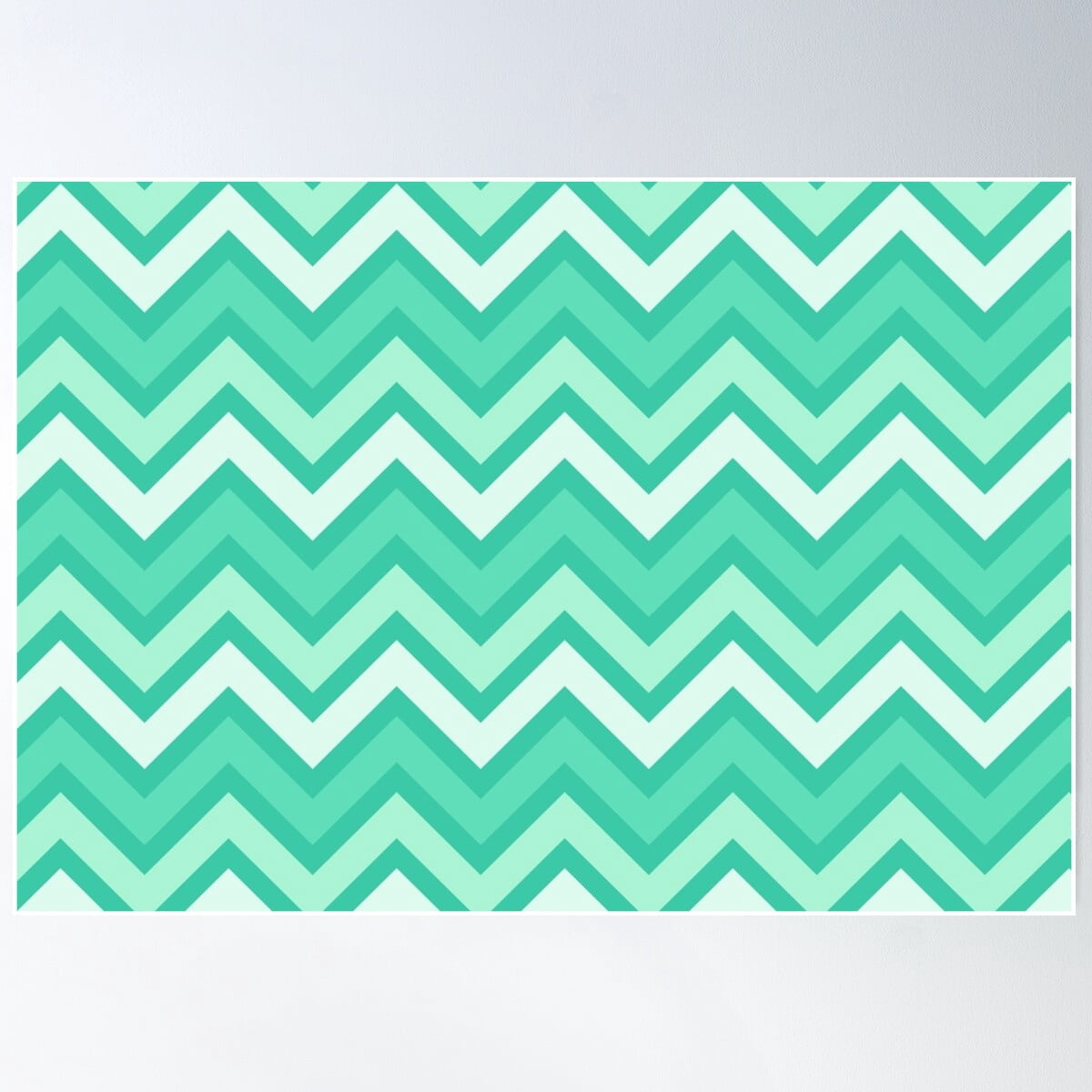 Chevron Pattern. Green Turquoise Color Poster Wall Art Modern Wall ...