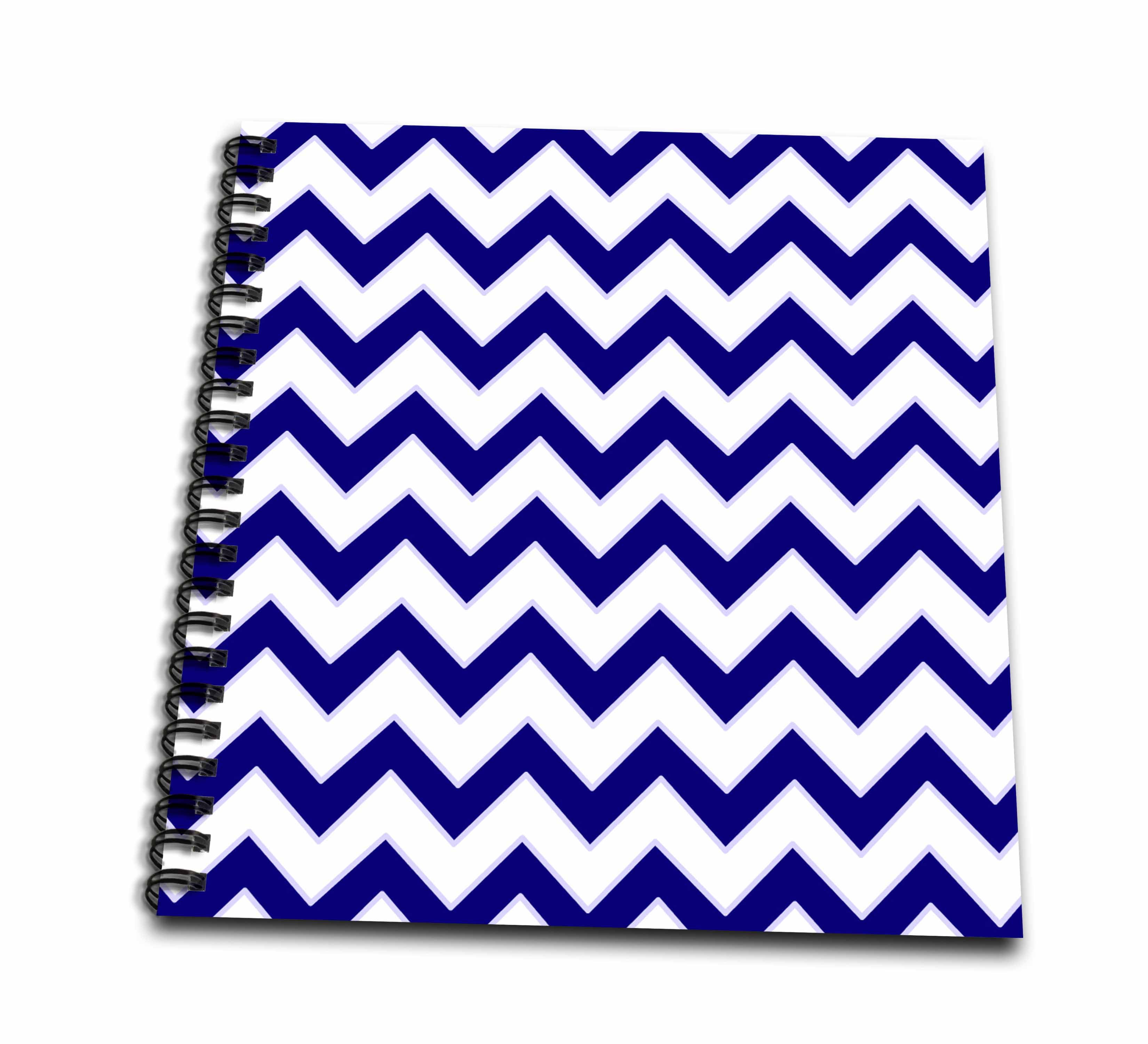 3dRose, Chevron Pattern Navy Blue and White Zigzag, Memory Book 12 x 12 ...