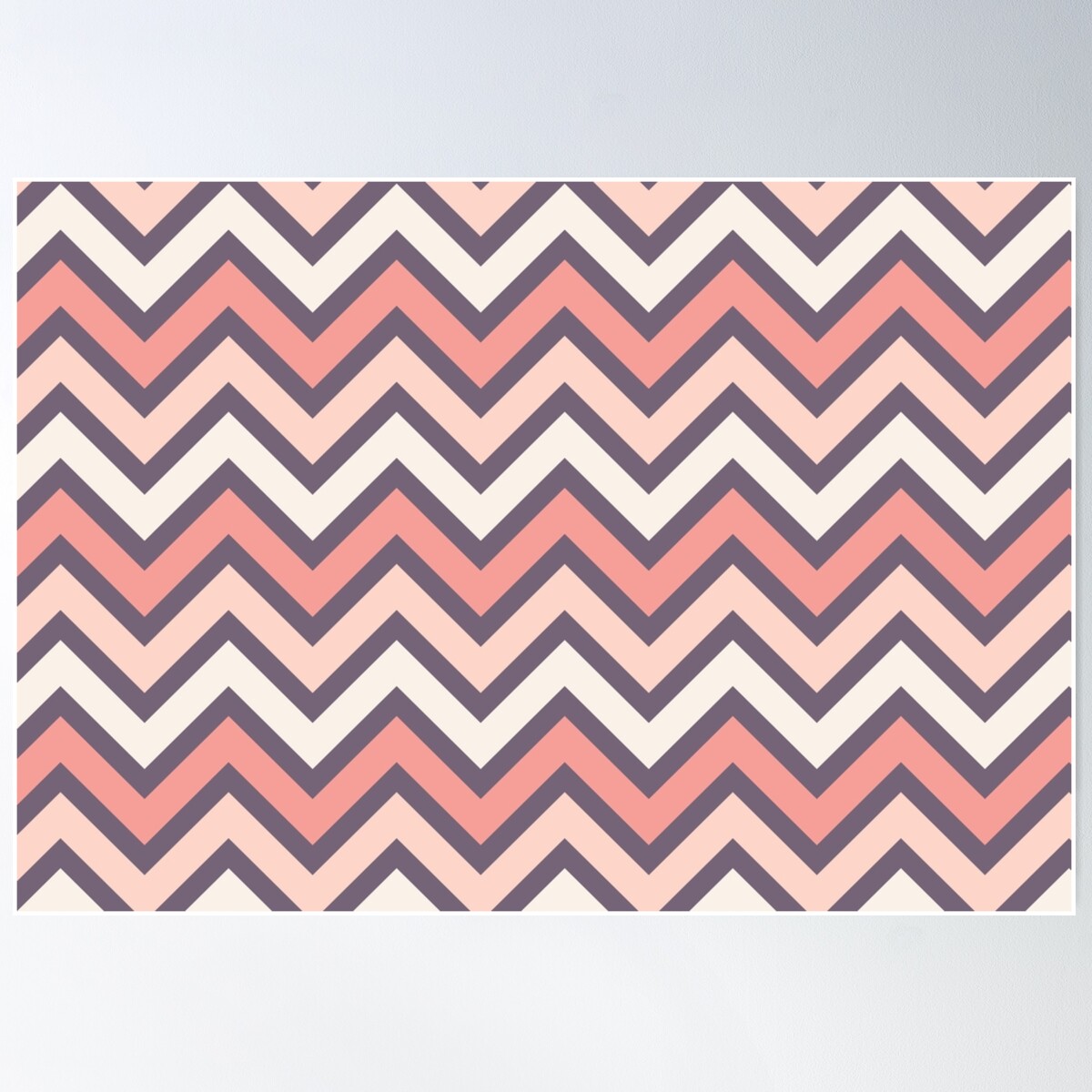 Chevron Pattern. Orange Cream Color Poster Wall Art, Modern Wall Decor ...