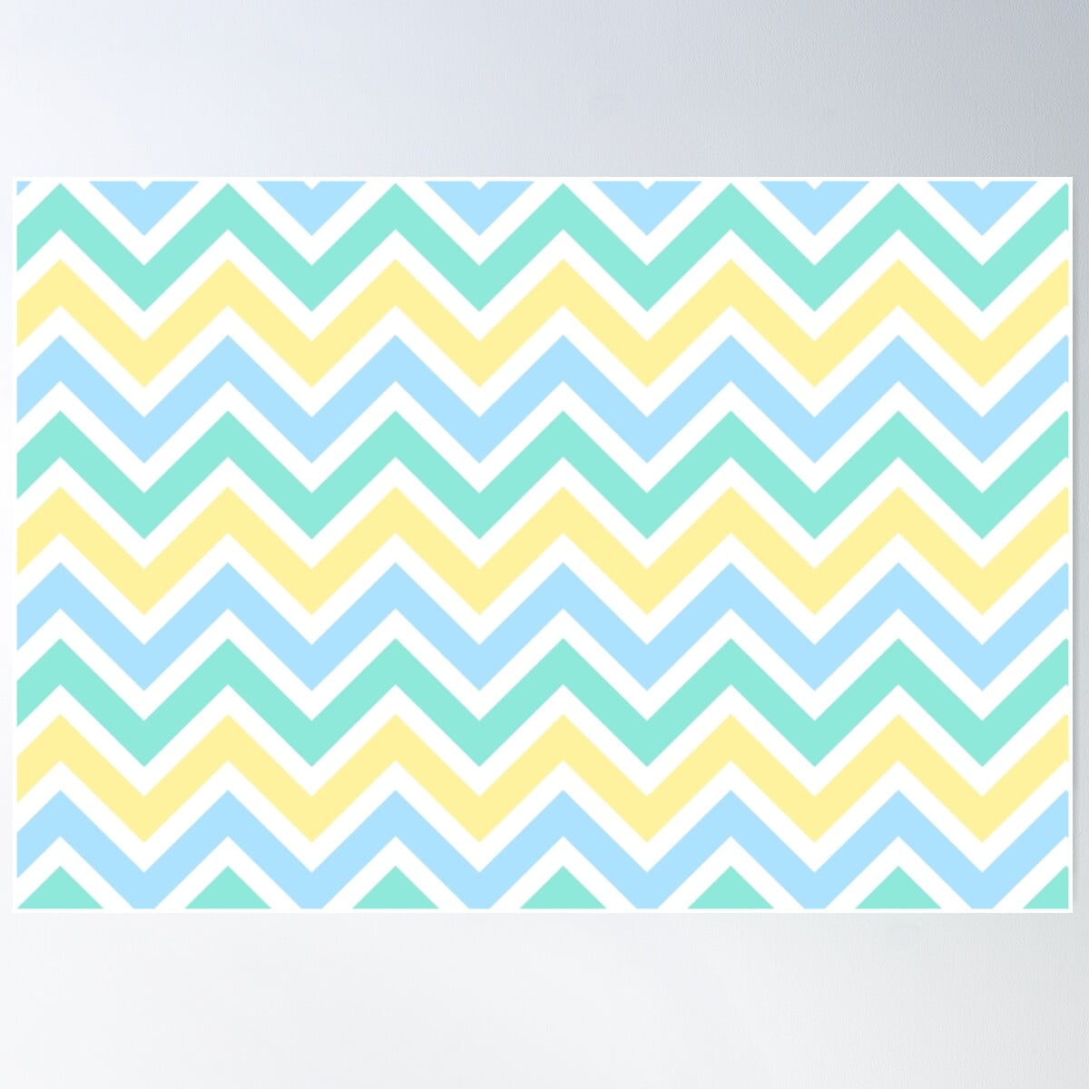 Chevron Pattern. Pastel Blue Yellow Green Color Poster Wall Art, Modern ...
