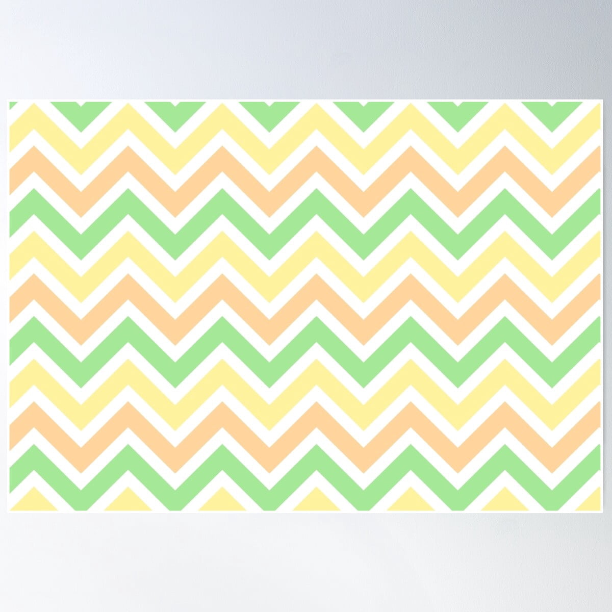 Chevron Pattern. Pastel Green Orange Yellow Color Poster Wall Art ...