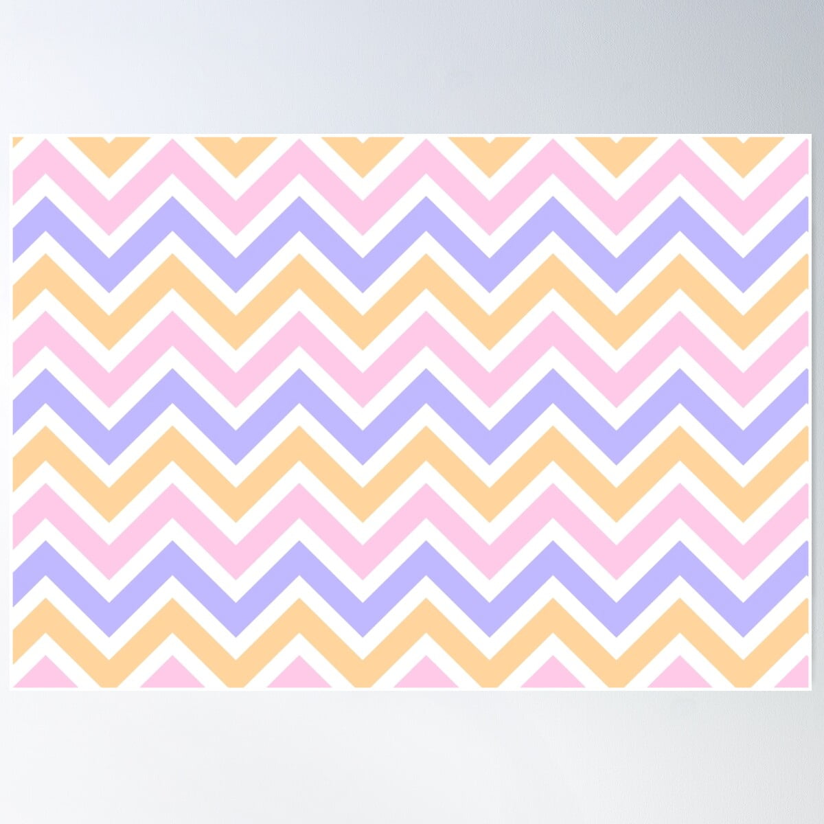 Chevron Pattern. Pastel Purple Pink Orange Color Poster Wall Art Modern ...