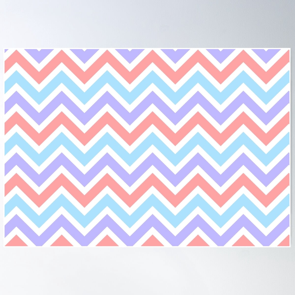 Chevron Pattern. Pastel Red Blue Purple Color Poster Wall Art, Modern ...
